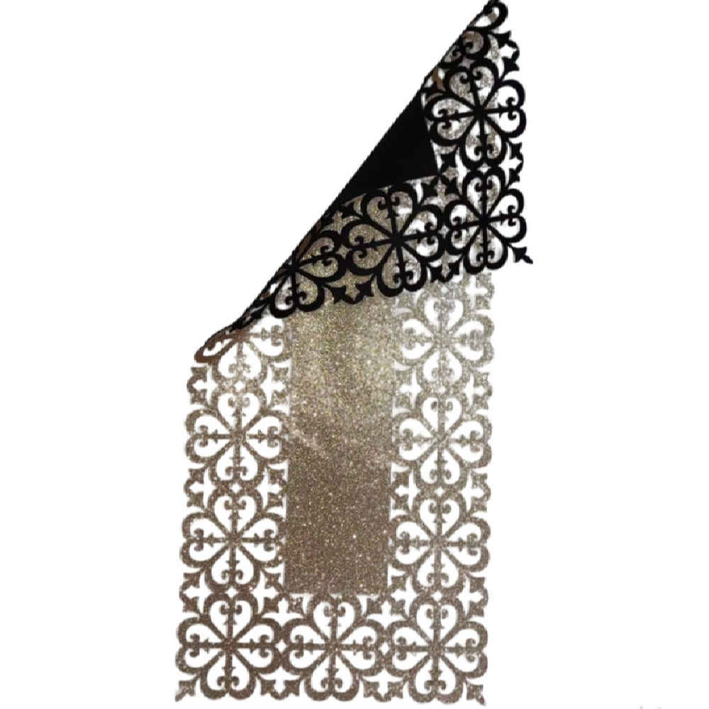 Table Runner with Chic Rectangular Glitter Faux Leather Elegance ...