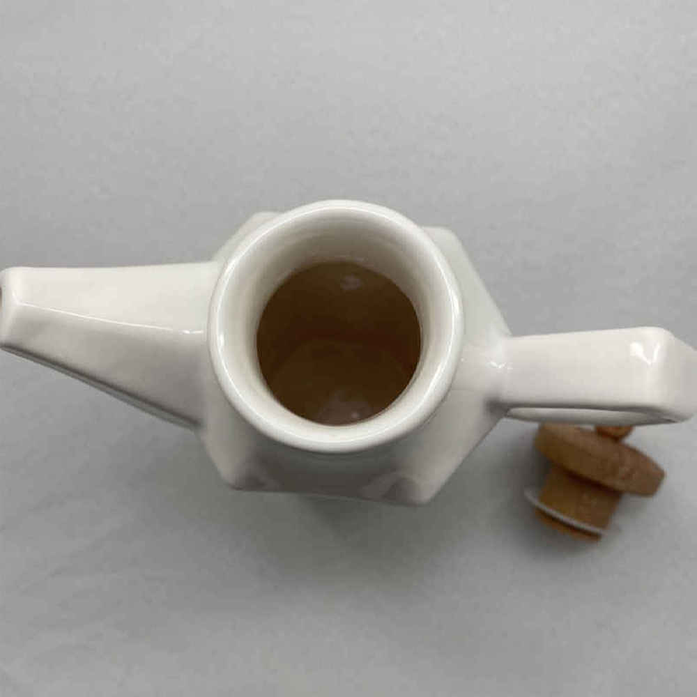 White Ceramic Oil Dispenser Bottle Dishwasher-Safe with Lid - ShopiPersia