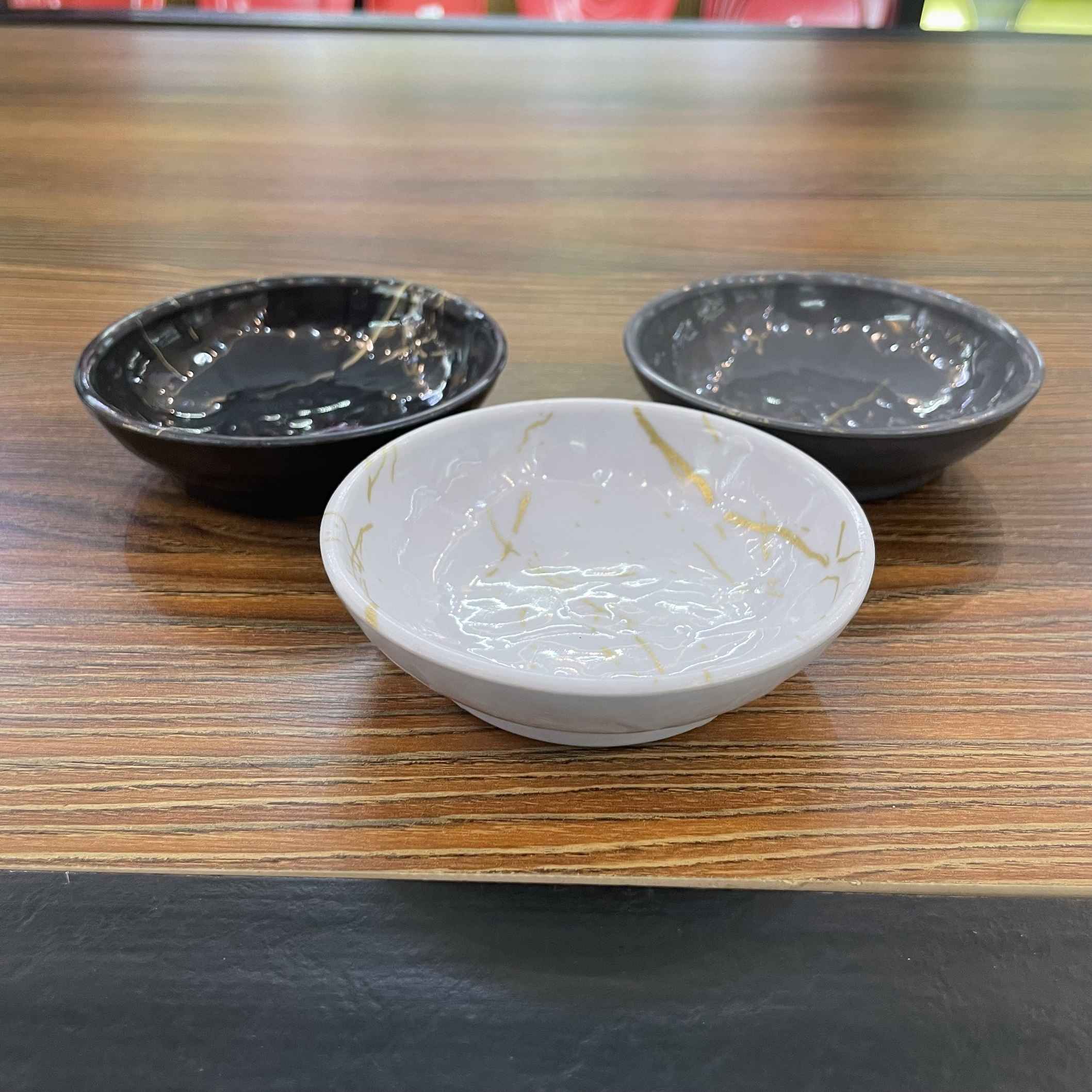 Round Melamine Dinnerware Bowls with Marble Design (Set of 6) - ShopiPersia