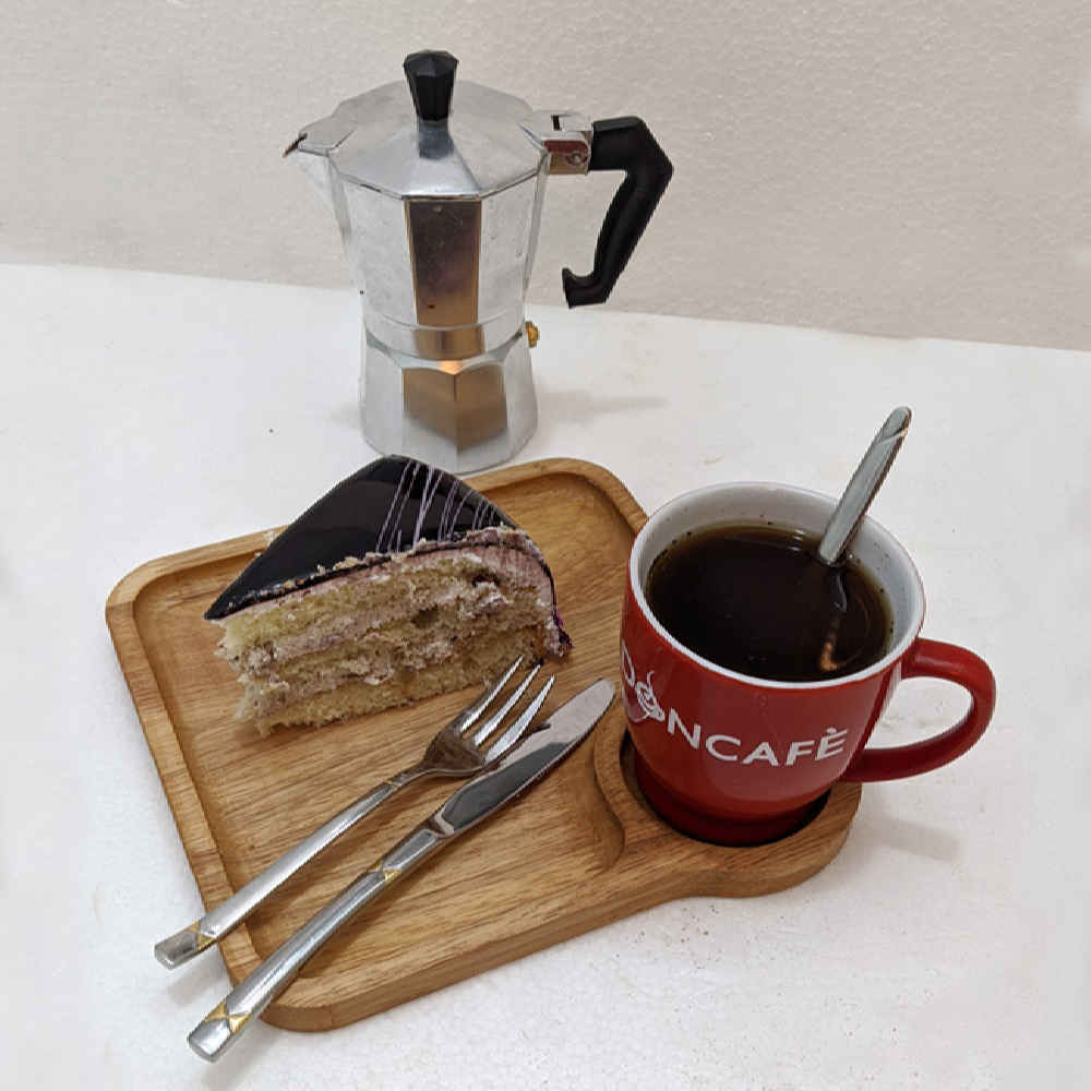 Two-Section Wooden Tray with Cup Holder – Model Square - ShopiPersia