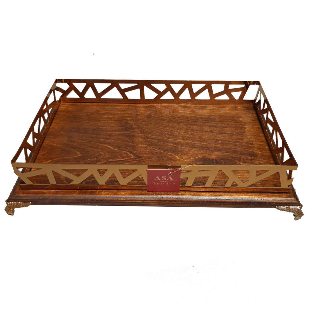 Wooden Serving Tray With Border & Base Model Asa - ShopiPersia