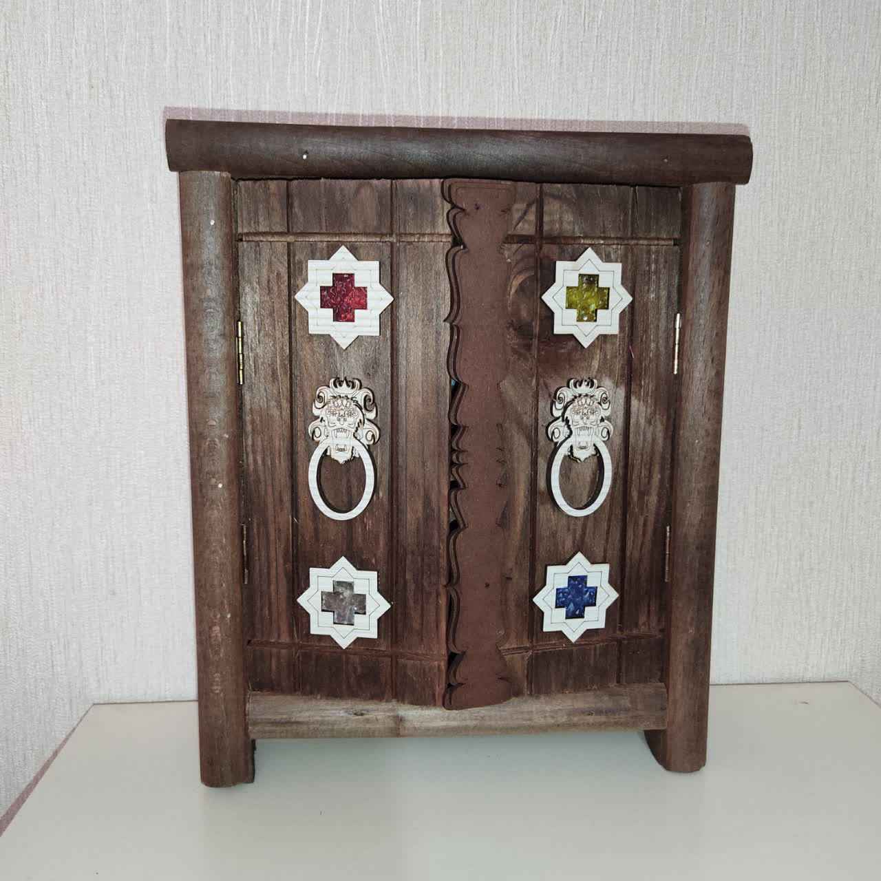 Handcrafted Persian Wooden Wall Key Holder with Traditional Style and 3 ...