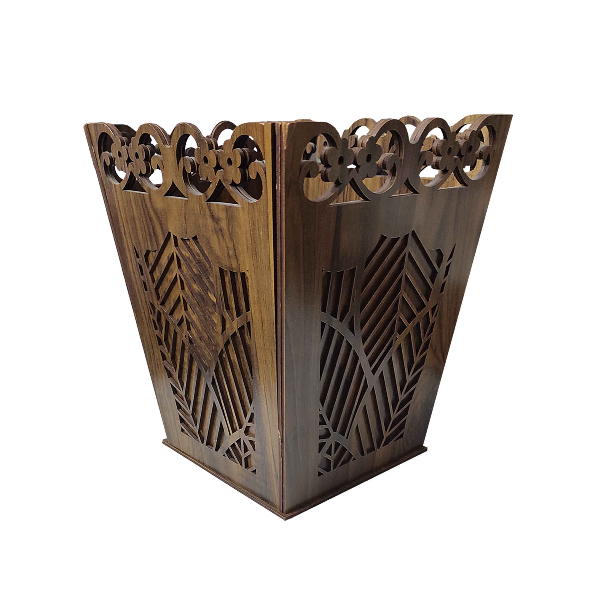 Wooden Waste Basket & Tissue Box Set - Leaf Design - ShopiPersia