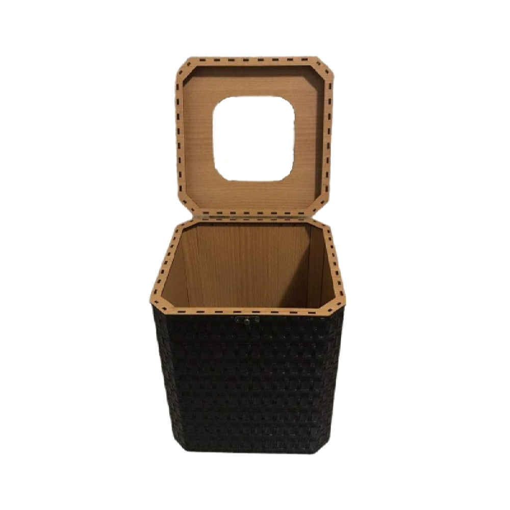 Wooden Waste Basket & Tissue Box Set with Hinged Lid - ShopiPersia