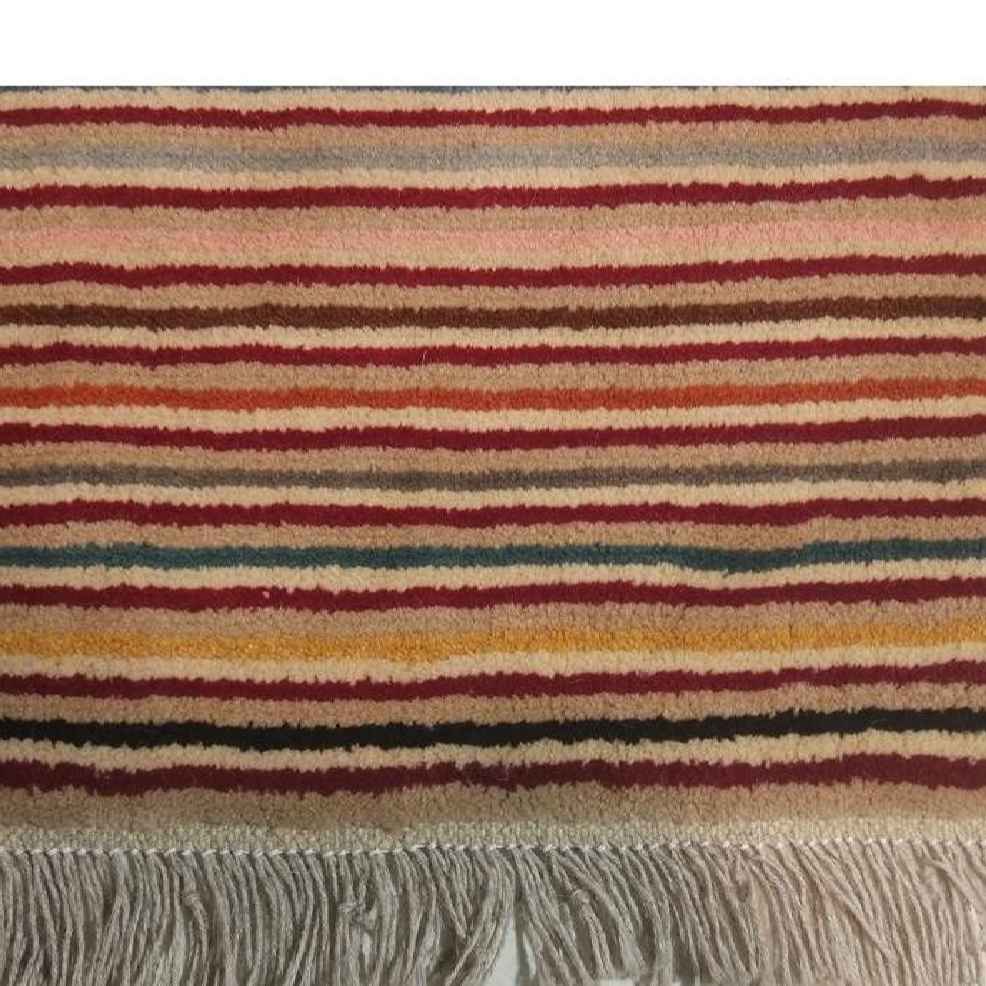 Authentic Genuine Persian Gabbeh Wool Rug Handwoven Striped Red ...