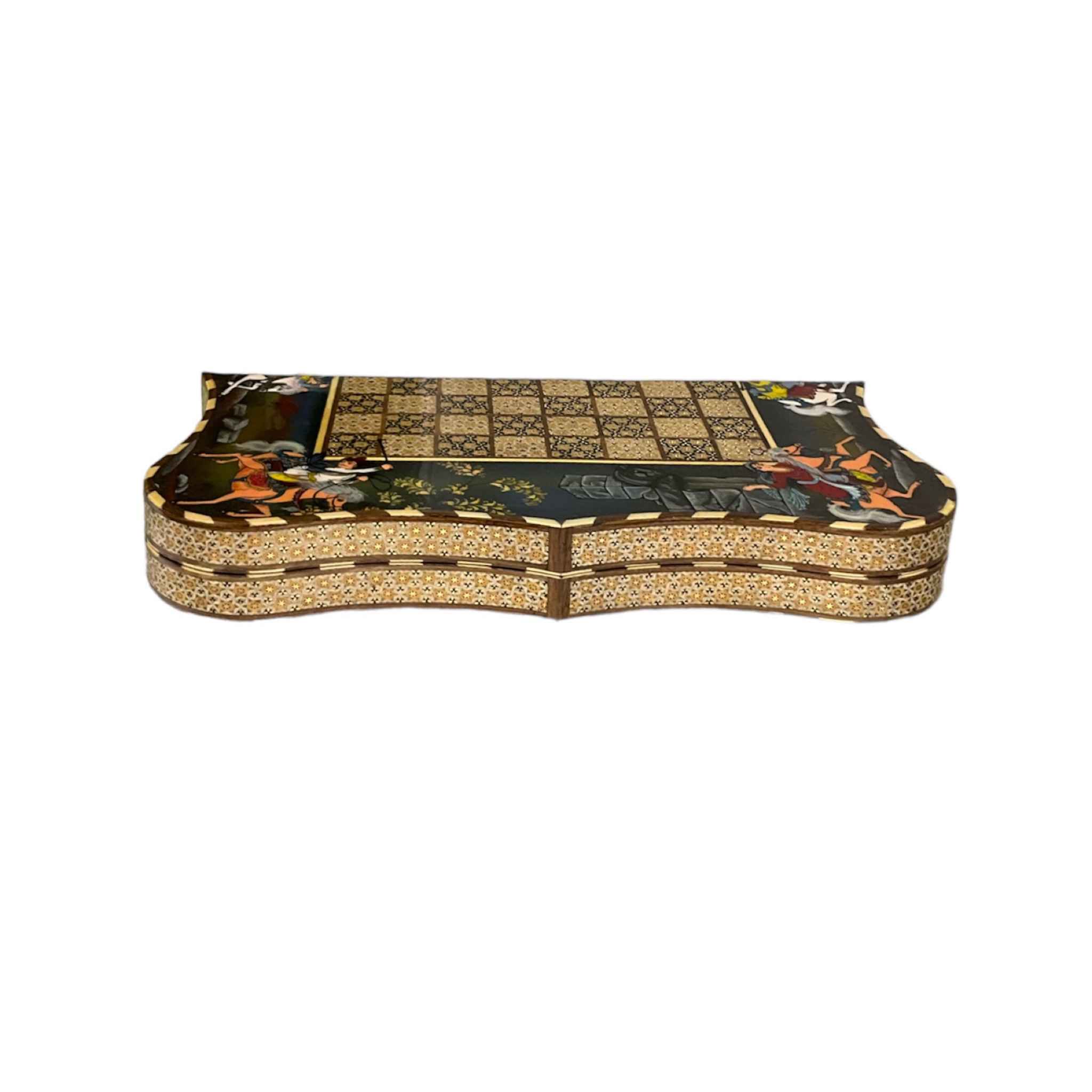 Inlaid Marquetry Backgammon Board Artisan-Crafted with Persian Khatam ...