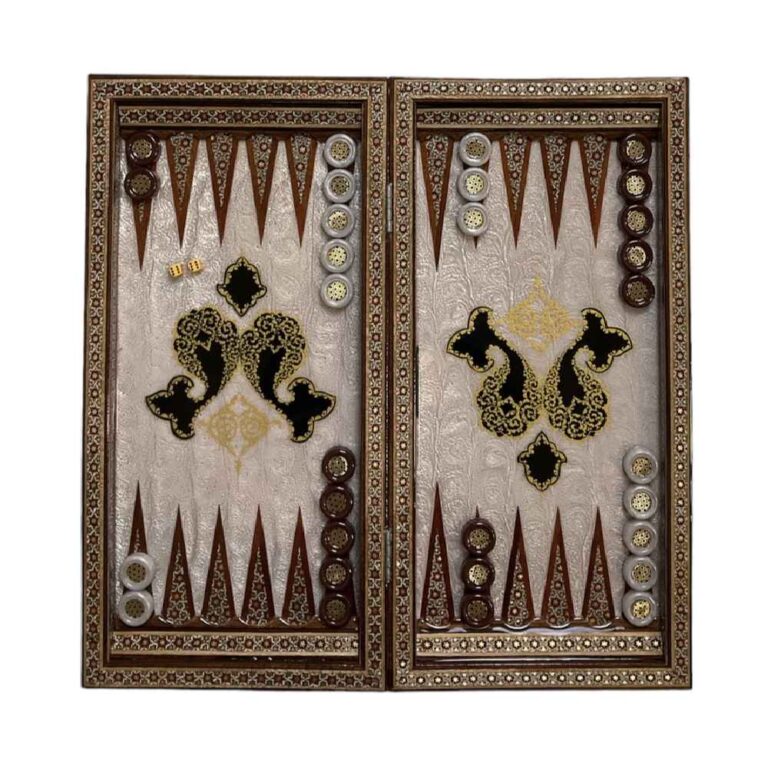 Inlaid Marquetry Backgammon Board with Khatam-kari Artisan Craftsmanship - ShopiPersia