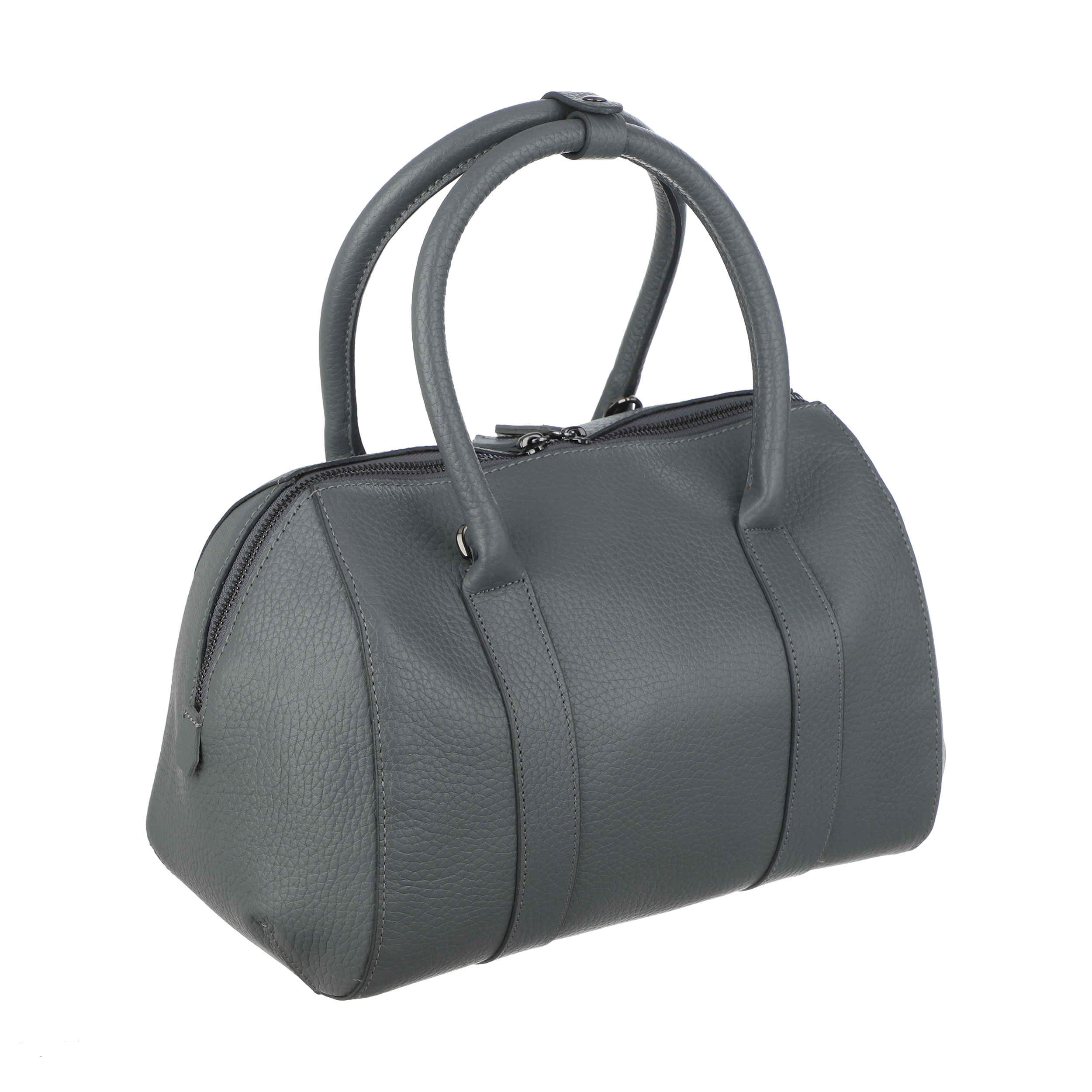 Gray Leather Bauletto Handbag with Large Capacity for Women - ShopiPersia
