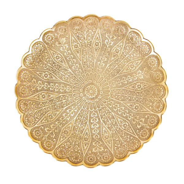 Brass Cake Serving Stand with Intricate Engraving Elegance - ShopiPersia