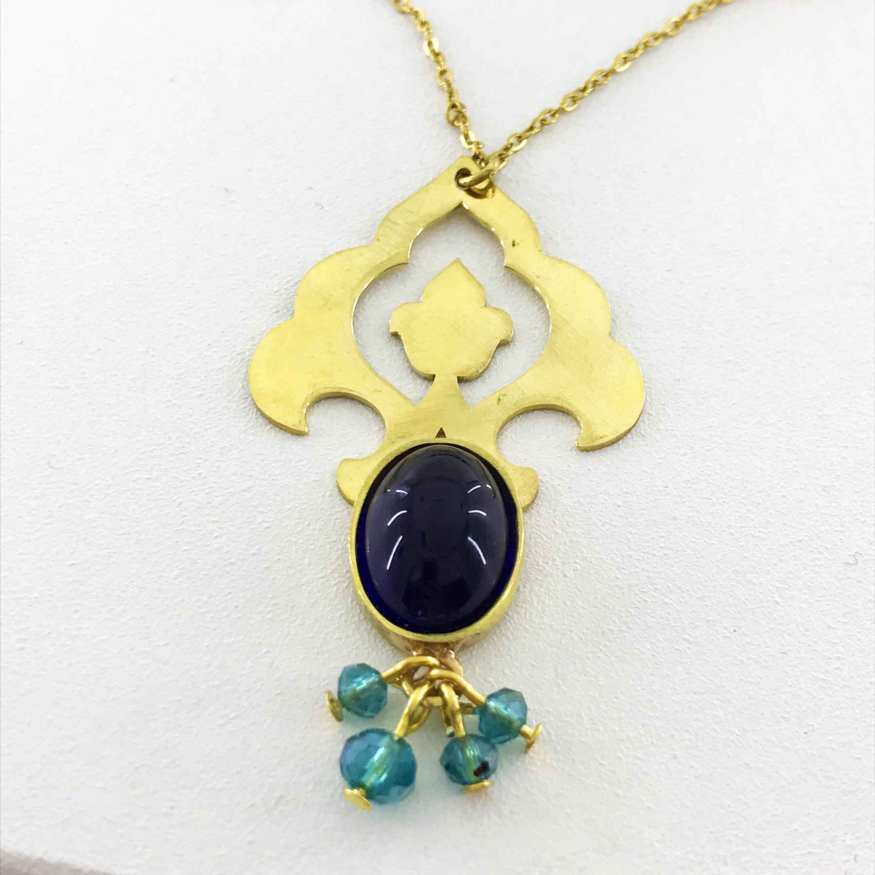 Brass Necklace Persian Traditional Theme for Women with Agate - ShopiPersia