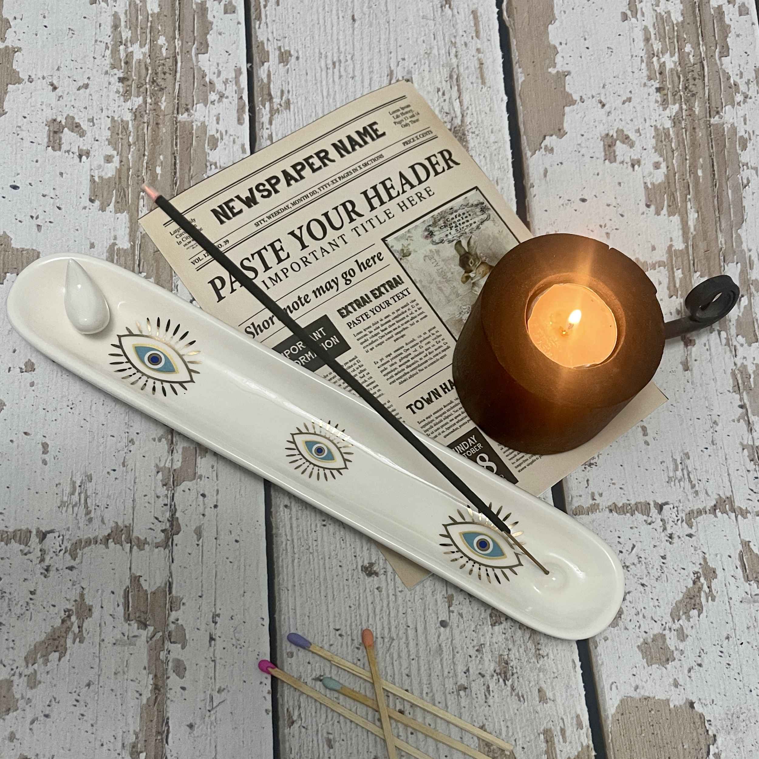 Handcrafted Ceramic Incense Holder – Evil Eyes Design - ShopiPersia