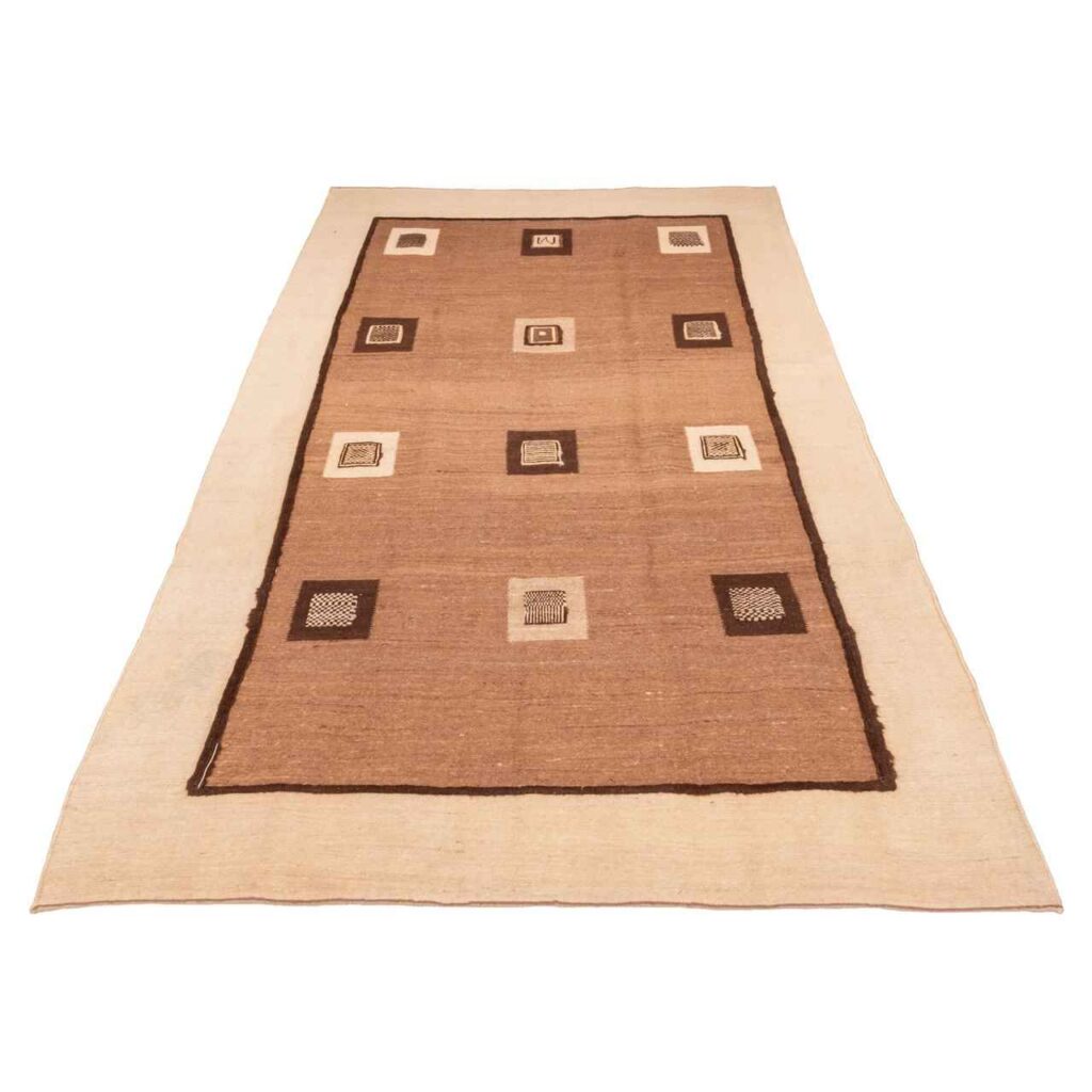 Authentic Persian Wool Kilim Rug Handwoven in Fars Brown - ShopiPersia