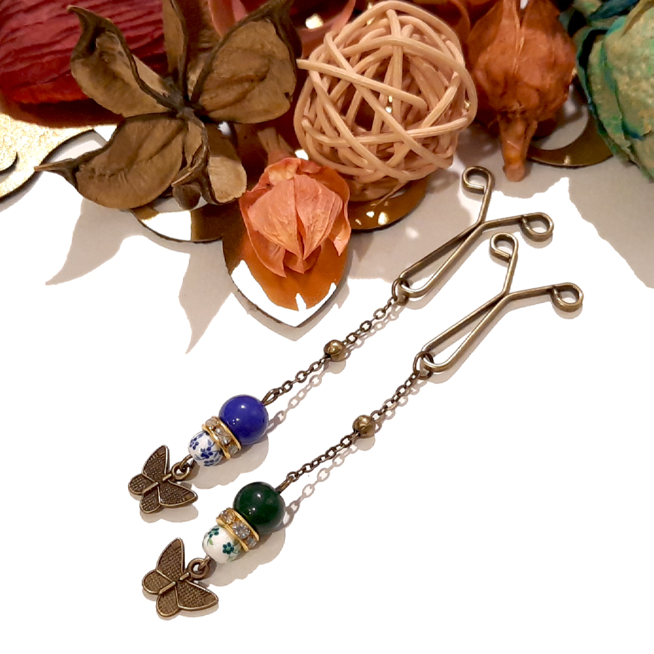 Hijab U Clips for Muslim Women With long Butterfly Pendant (4 pcs ...