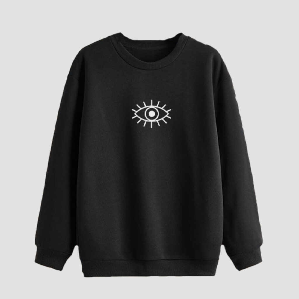 Men's Crewneck Sweatshirt Cotton Black Eye Design - ShopiPersia