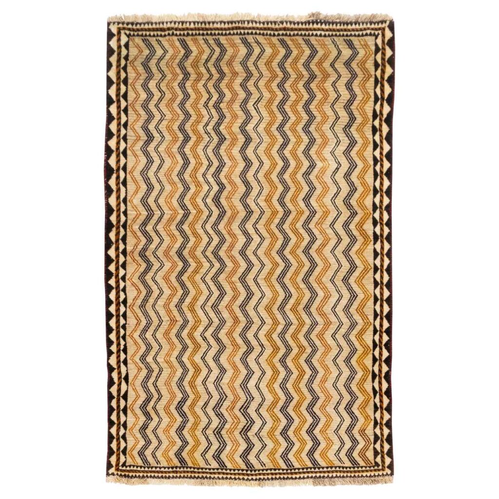 Persian Gabbeh Rug Traditional Handwoven in Fars with Zigzag Design ...