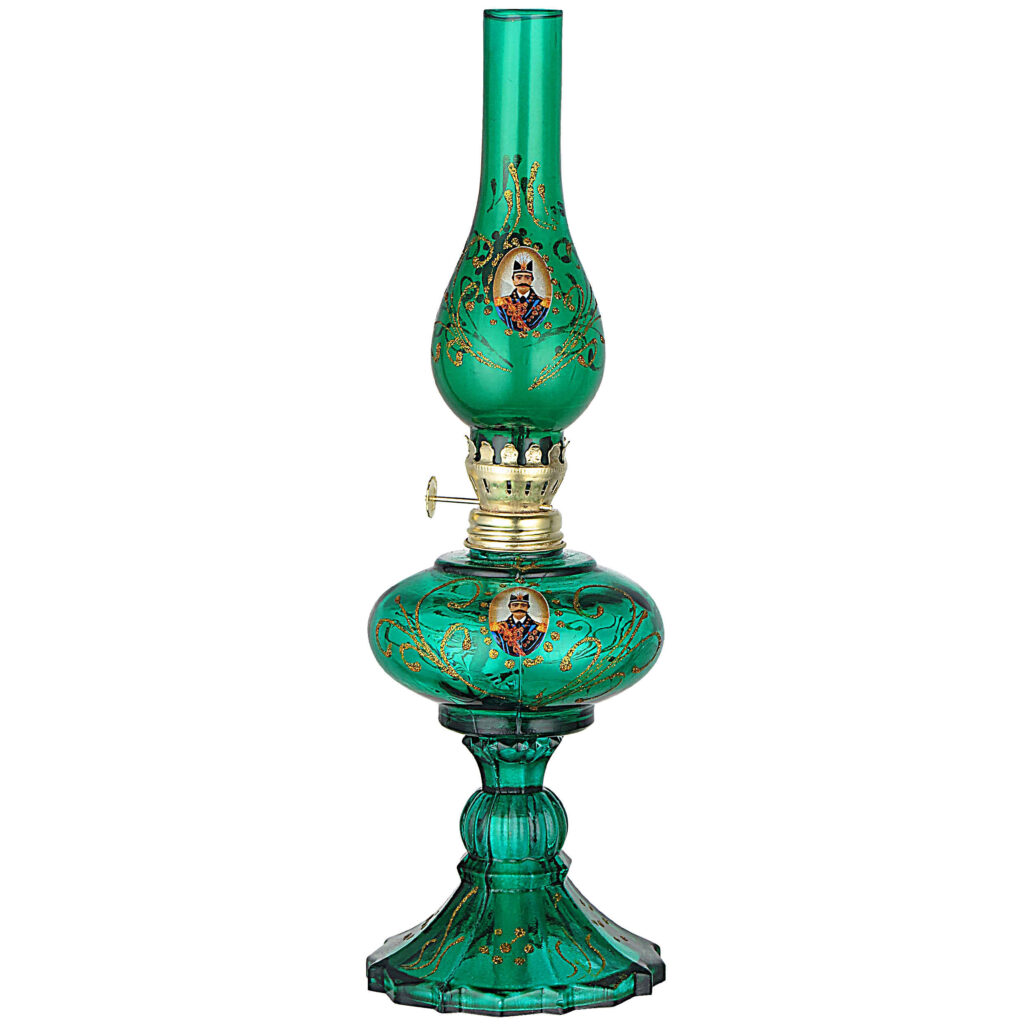 Persian Glass Kerosene Oil Lamp with Shah Abbasi Design - ShopiPersia