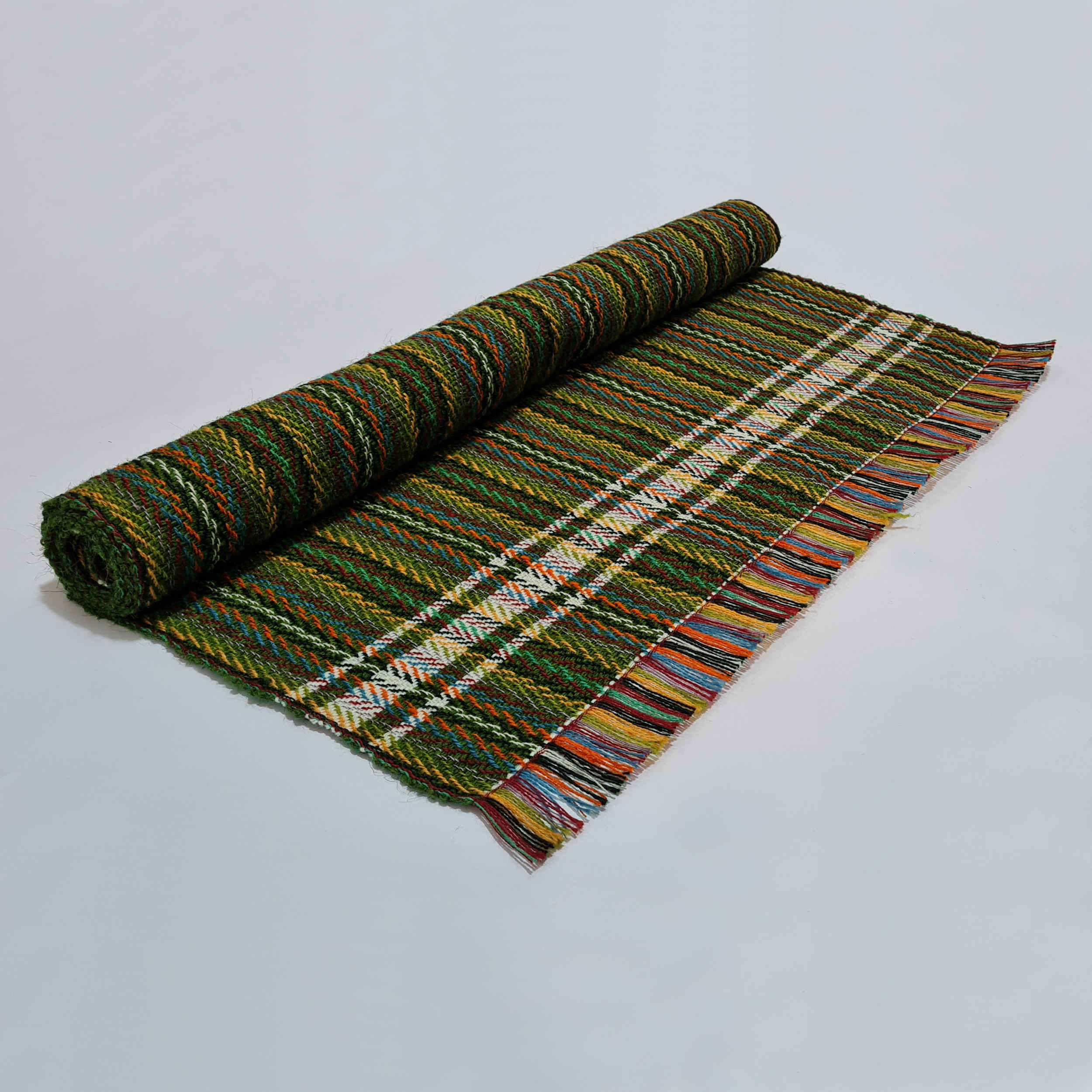 Persian Jajim Rug Flat-Woven in Lorestan Striped Green - ShopiPersia