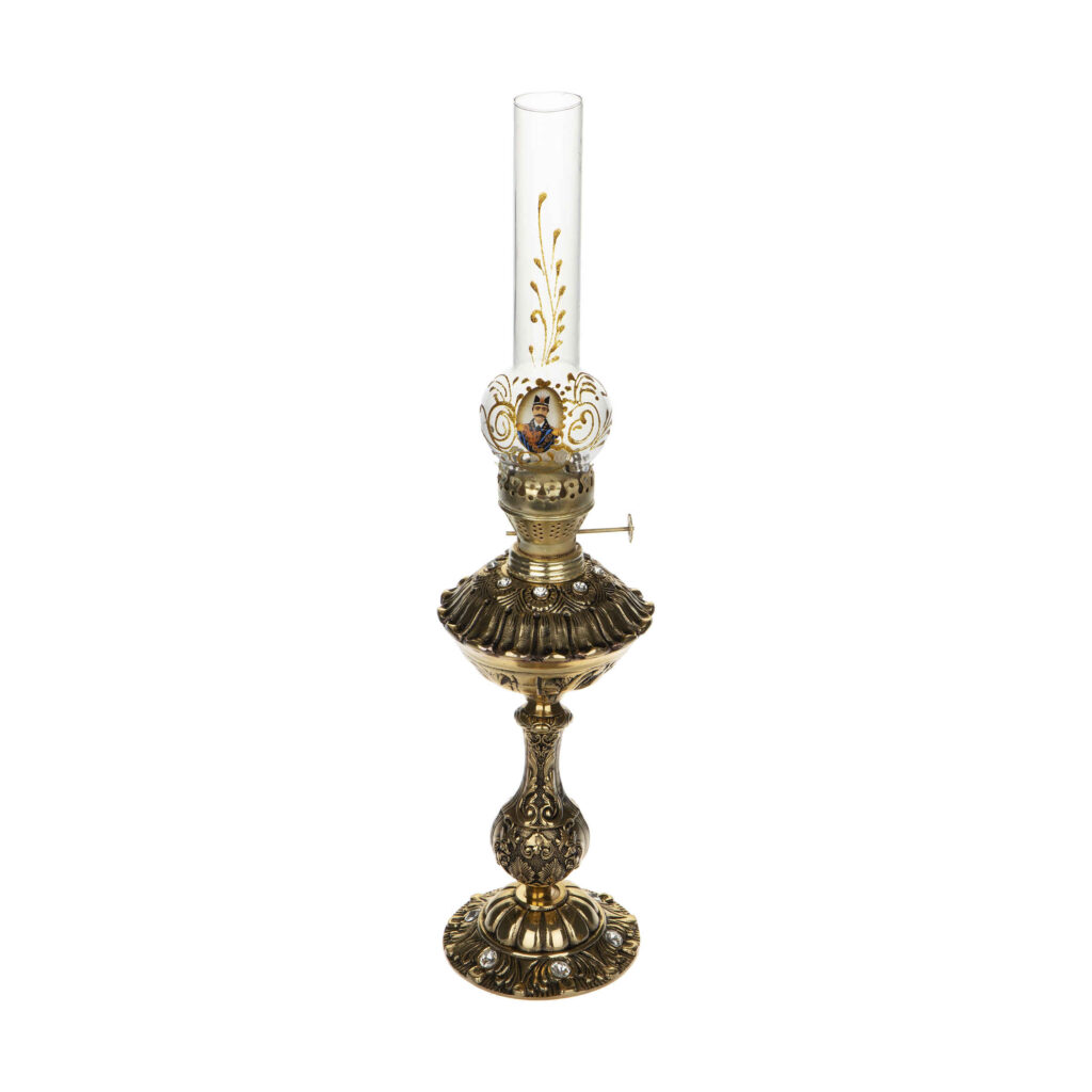 Persian Kerosene Oil Lamp with ‌Brass Base in Shah Abbasi Design ...