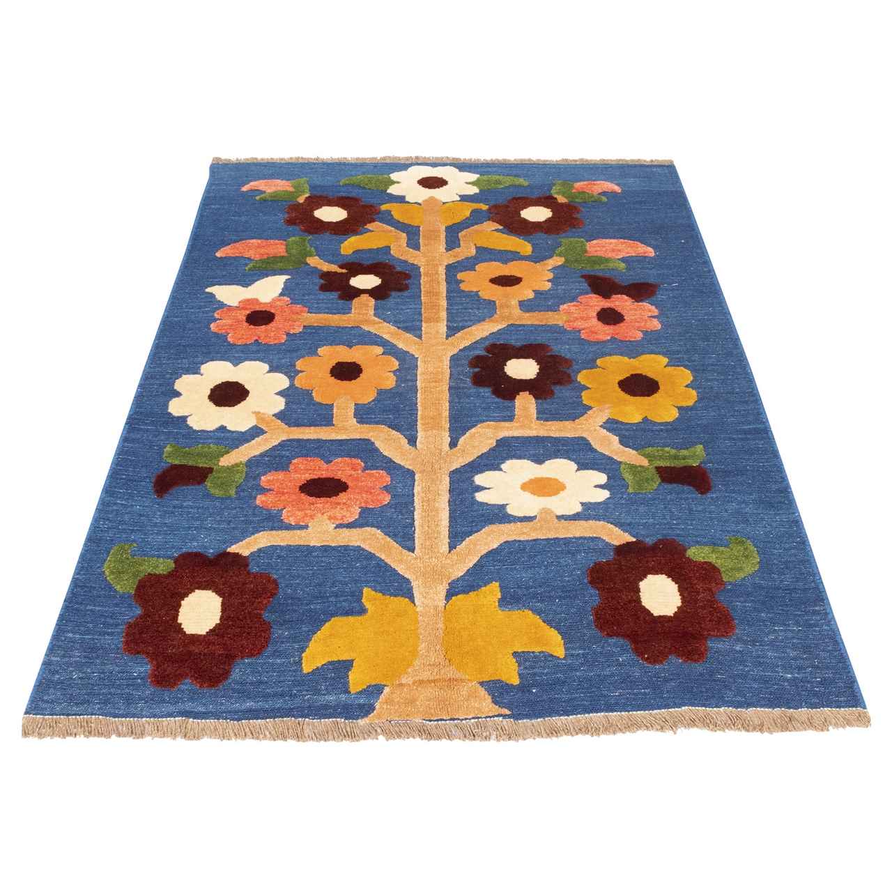 Authentic Persian Wool Kilim Rug Handwoven in Kerman Flowers - ShopiPersia