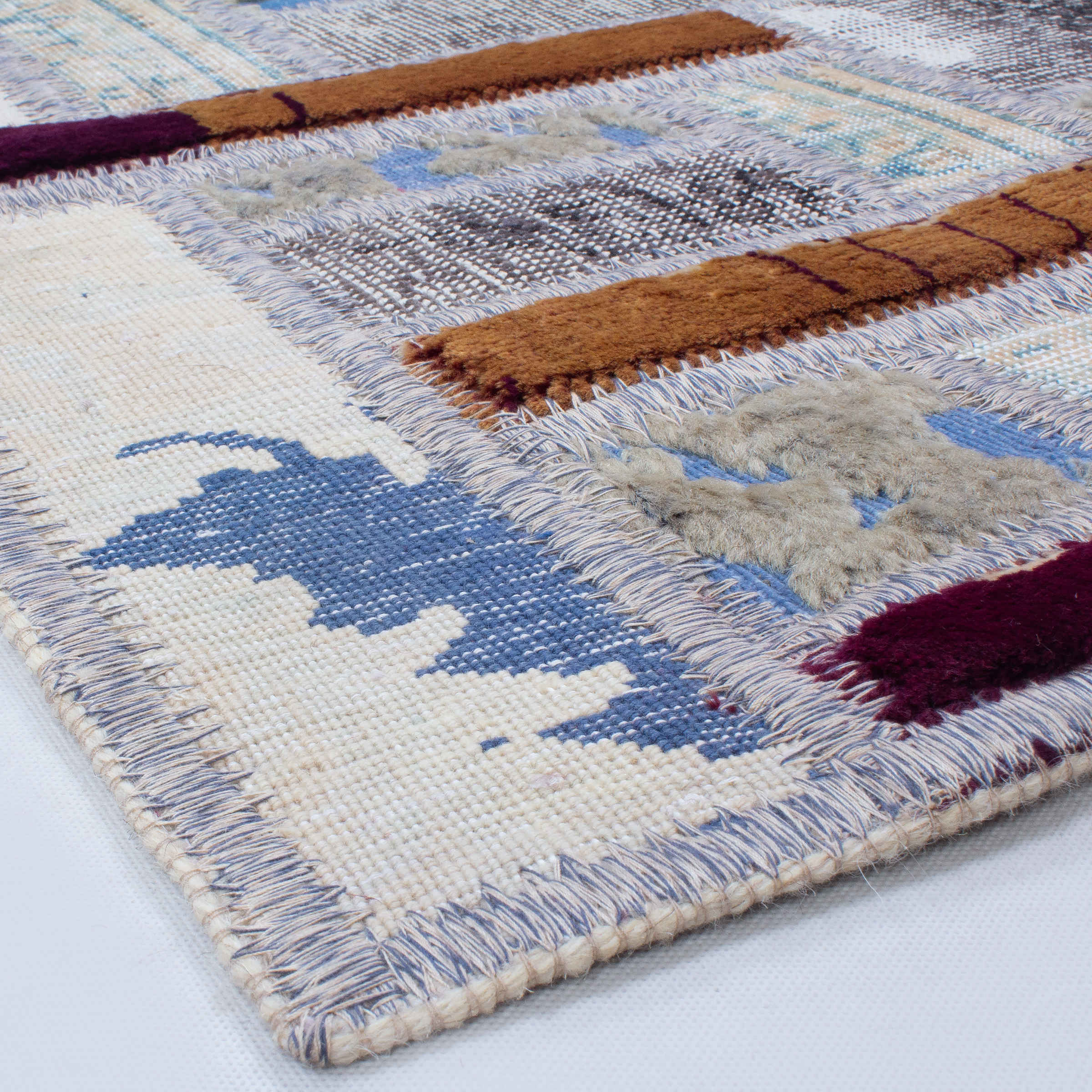 Persian Hand-Knotted Patchwork Carpet White - ShopiPersia