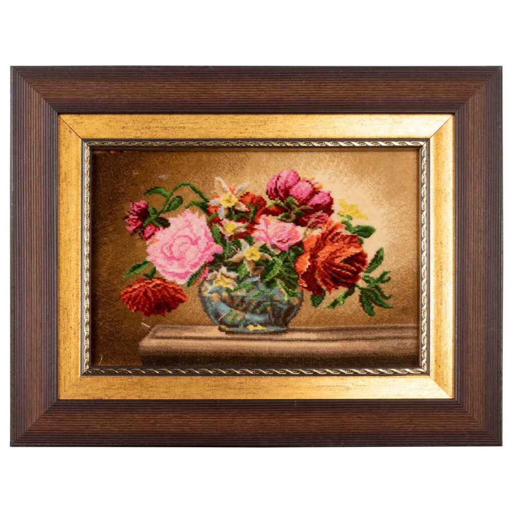 Persian Rug Wall Art Hand-Kontted in Khorasan Flowers - ShopiPersia