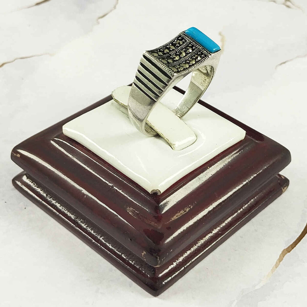 Persian Silver Ring for Men with Neyshabur Turquoise