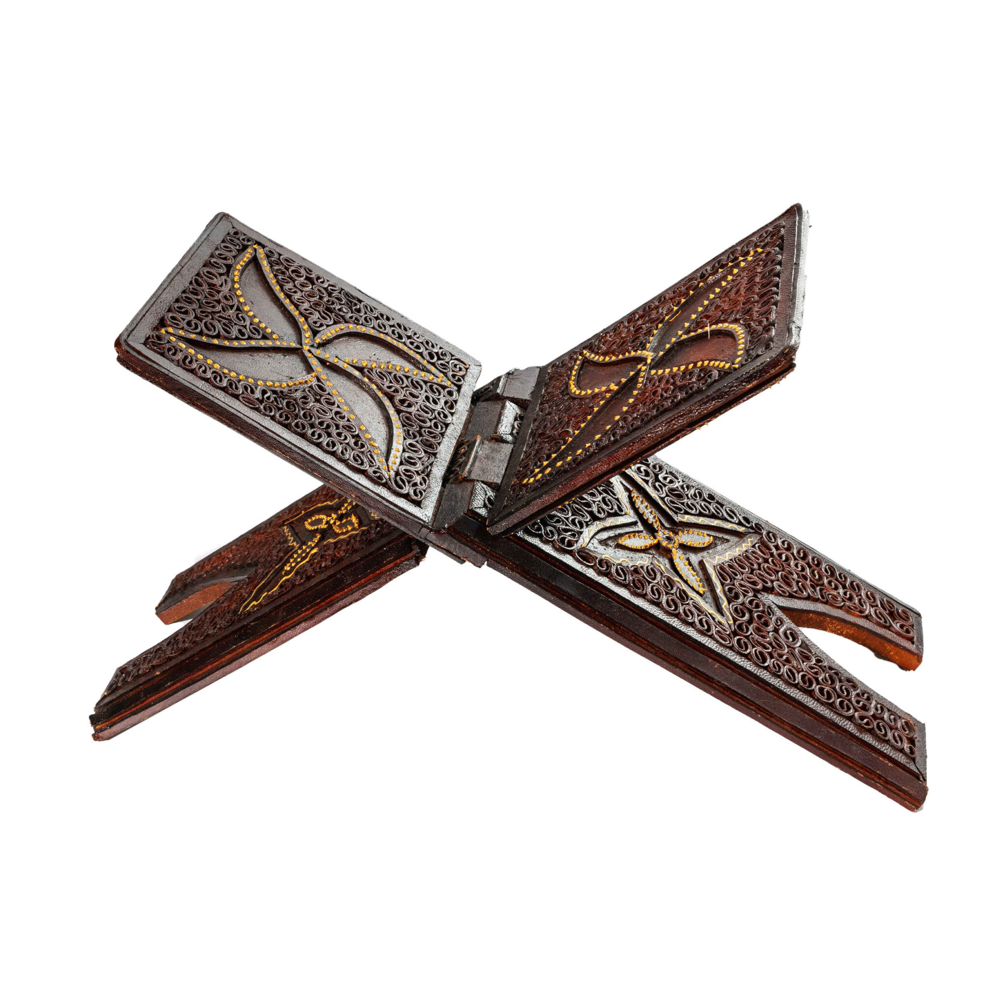 Foldable Wooden Quran Rehal Stand Holder with Floral Pattern - ShopiPersia