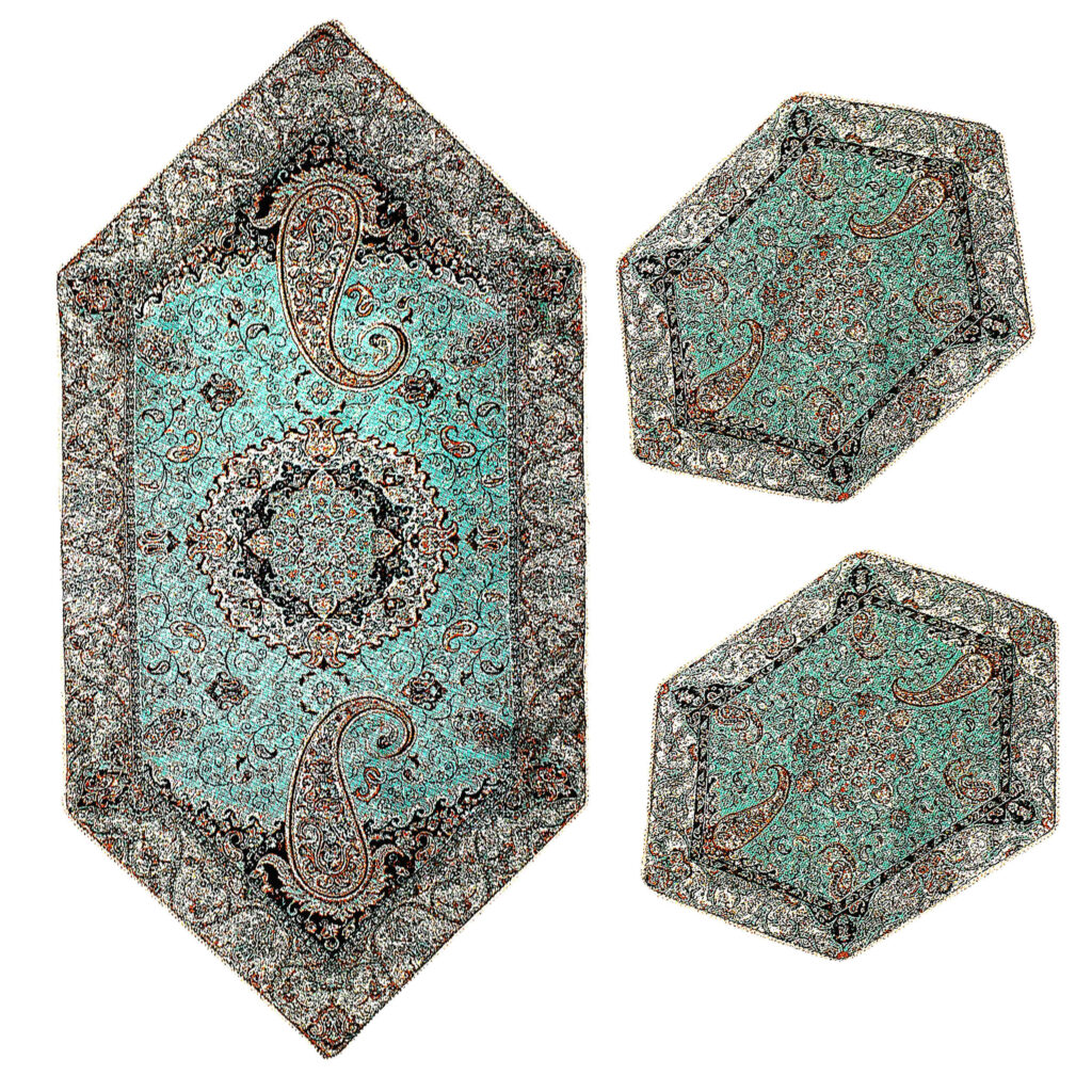 Set of 3 Termeh Tablecloth Luxurious with Persian Paisley Pattern Shiva ...