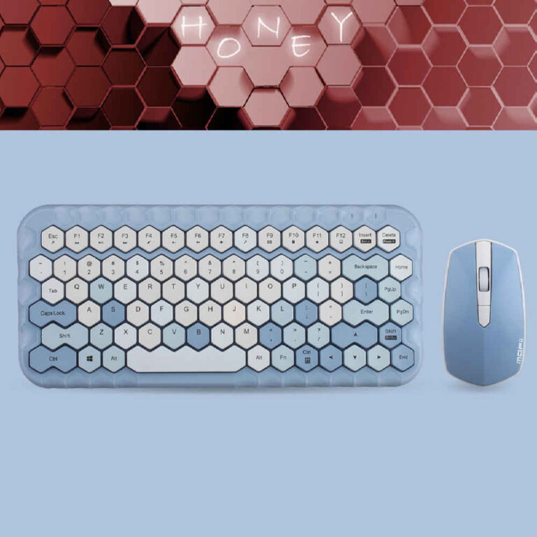 Wireless Keyboard and Mouse with Beehive Design - ShopiPersia