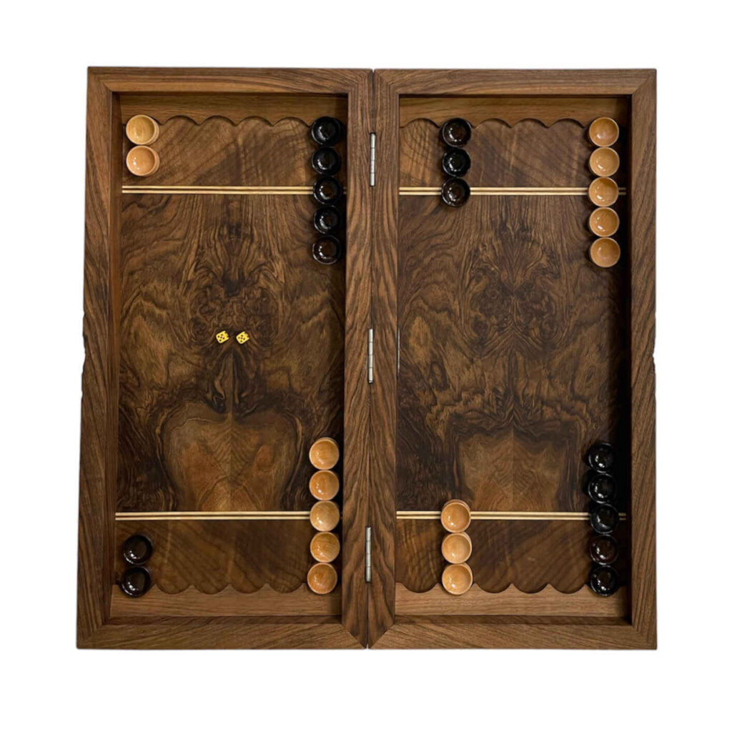 Wood Carved Backgammon Board Handcrafted Shahname Design - ShopiPersia