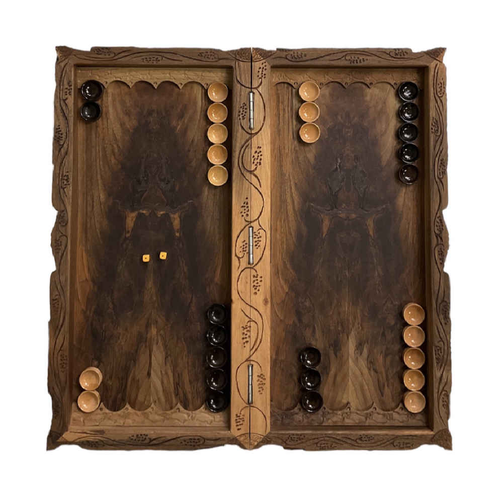 Wood Carved Backgammon Board Handcrafted with Eagle Design - ShopiPersia