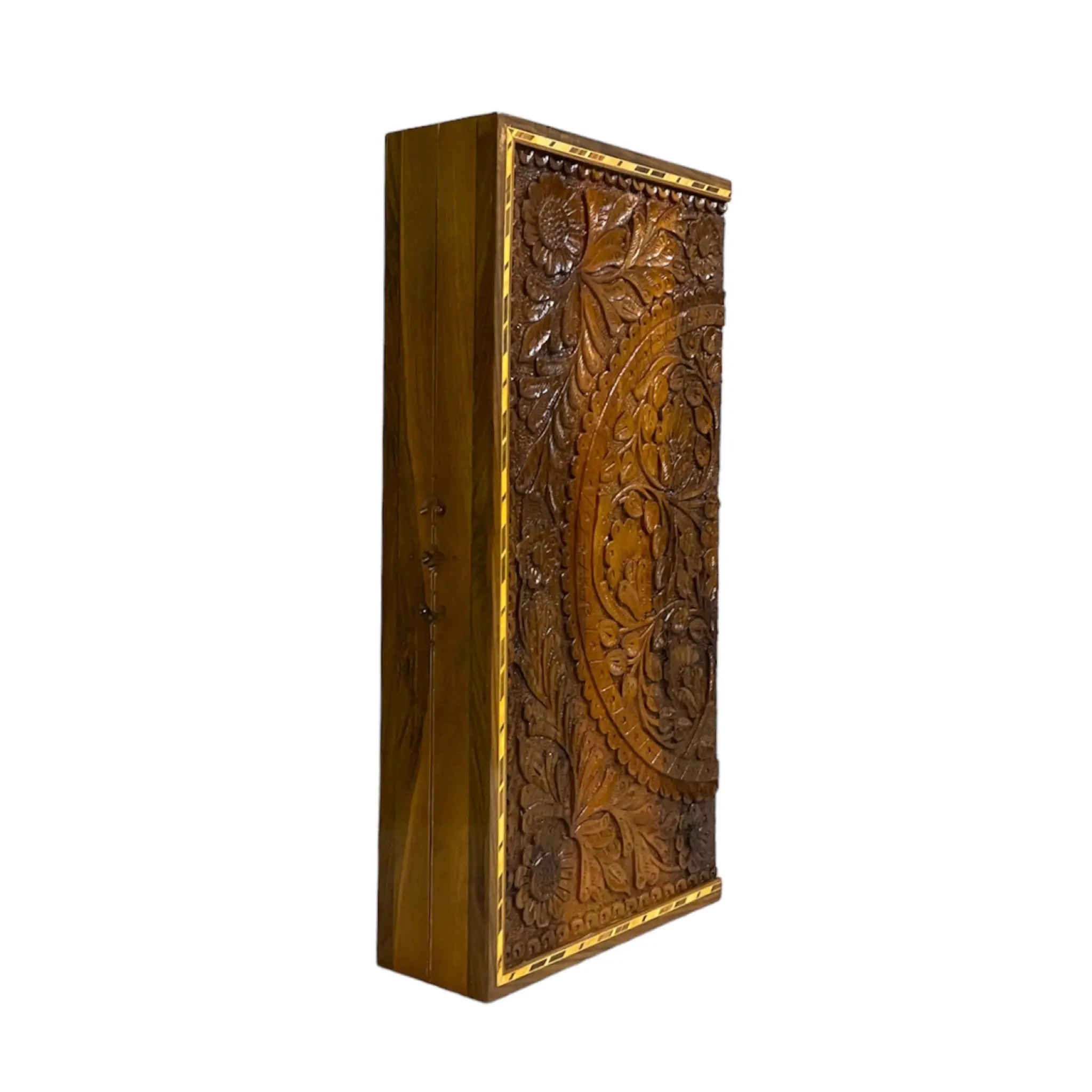 Wood Carved Backgammon Board Handcrafted with Intricate Floral Design ...