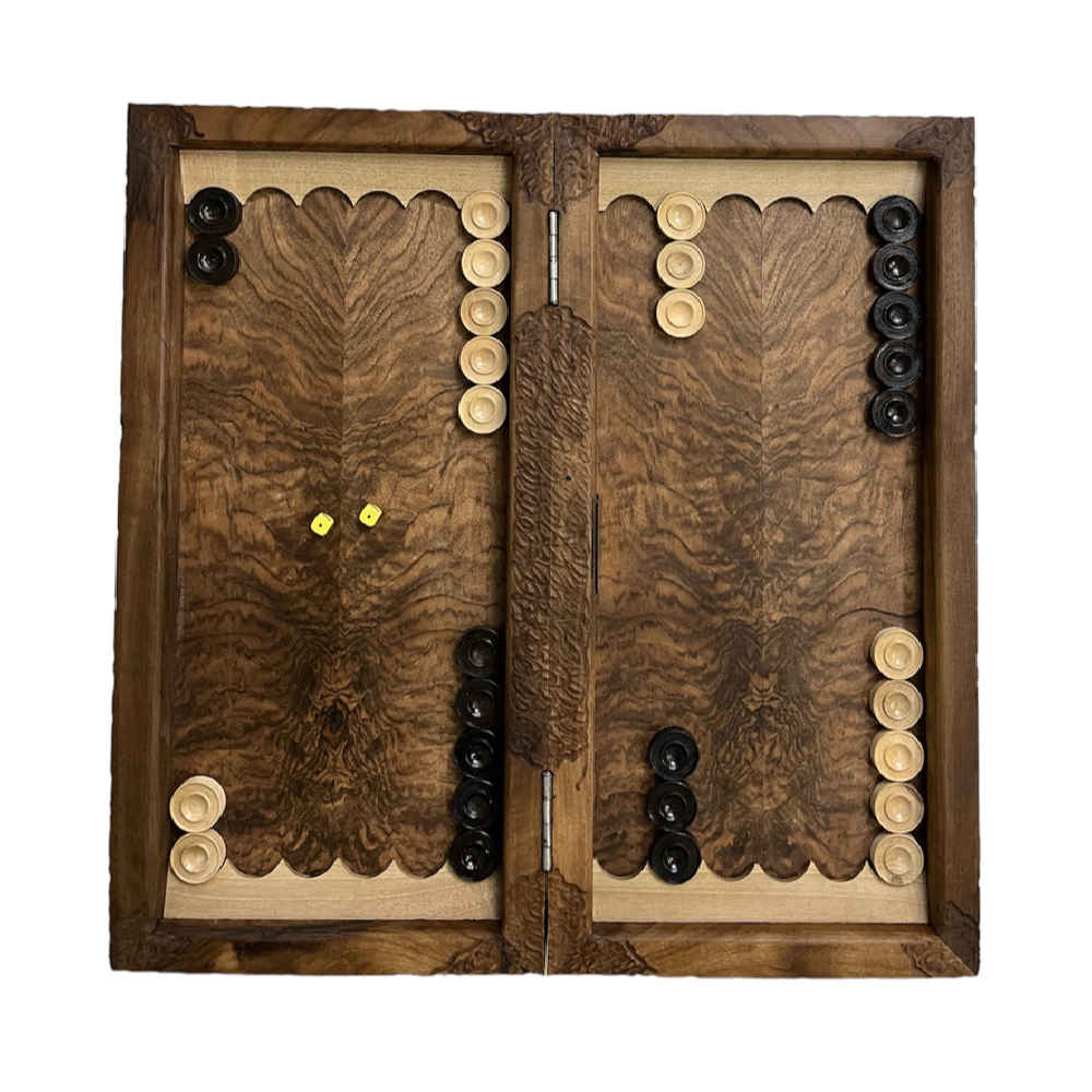 Wood Carved Backgammon Board Handcrafted with Phoenix Design - ShopiPersia