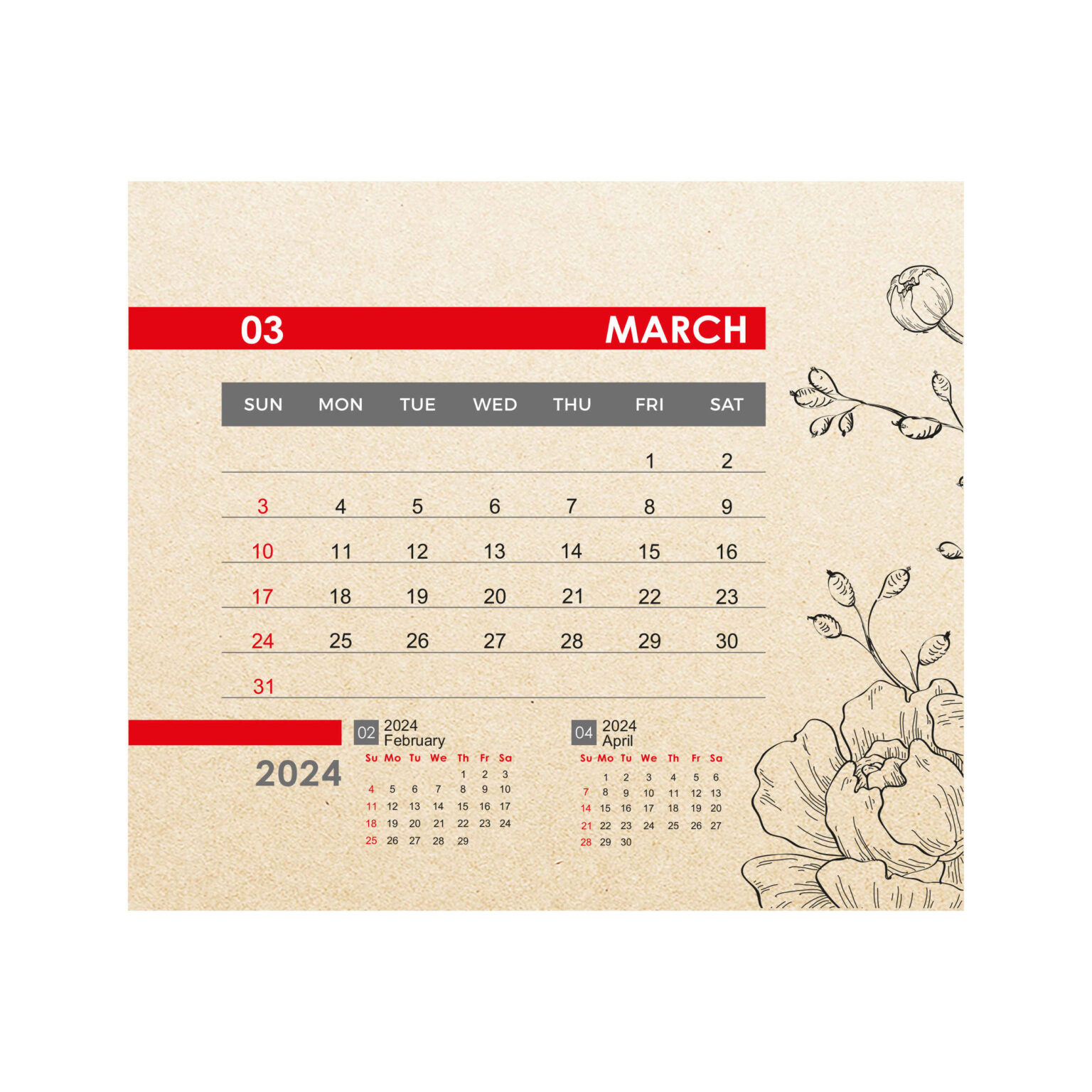 1403 Persian Desk Calendar with Craft Paper & Note Section - ShopiPersia