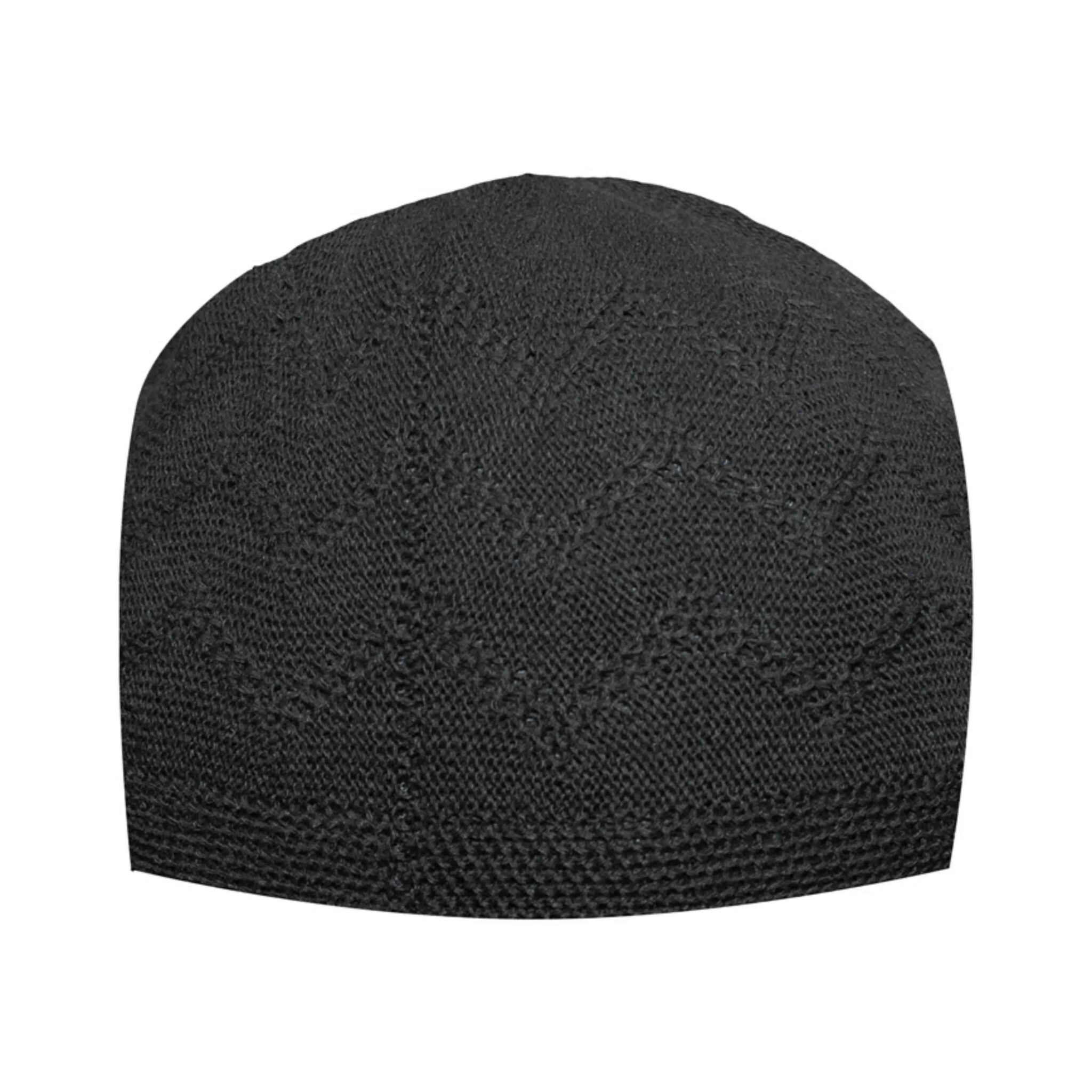 Black Turkish Kufi Taqiyah - Traditional Muslim Headwear Hat - ShopiPersia