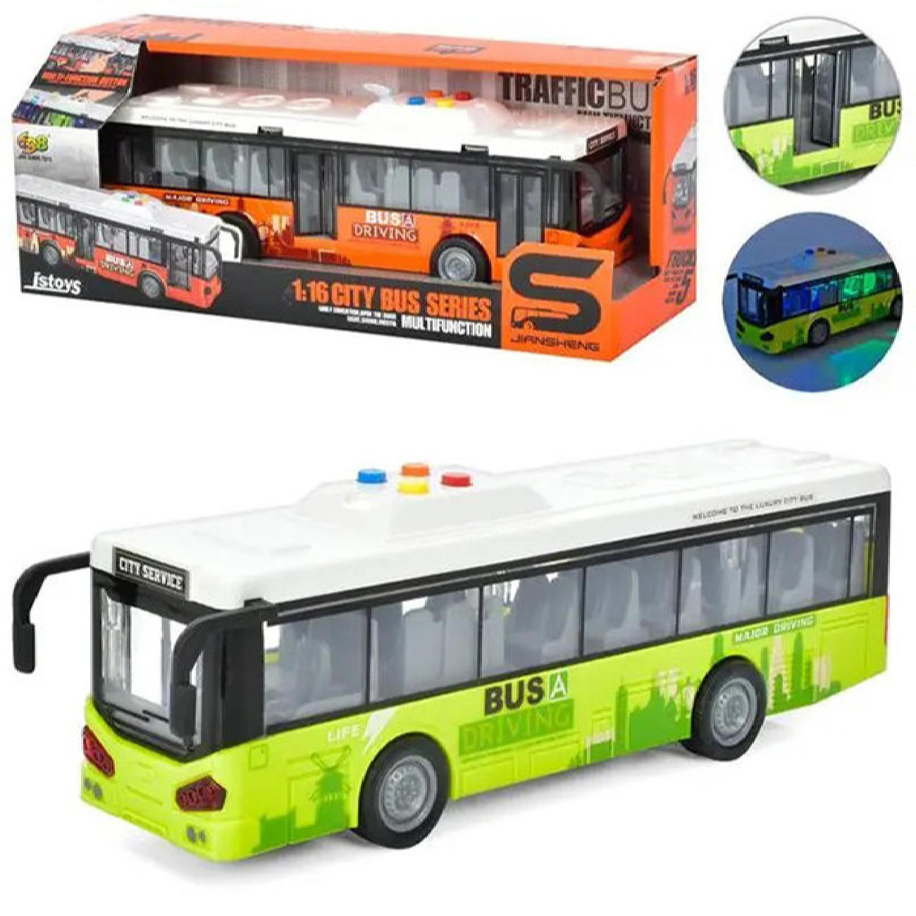 City Toy Bus Diecast with Music & Opening Doors - ShopiPersia