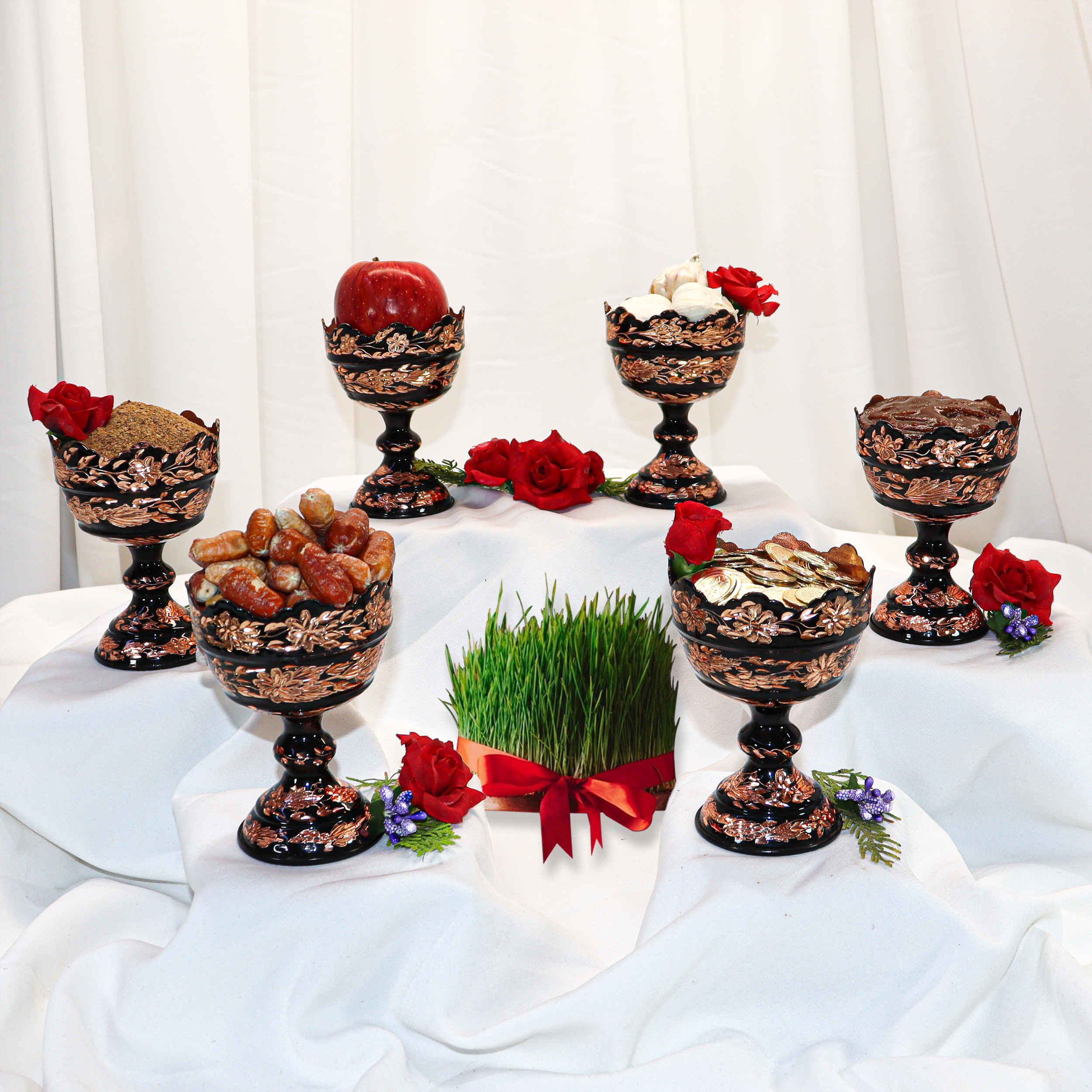 Copper Haft seen Set for Persian New Year Table Decoration - ShopiPersia