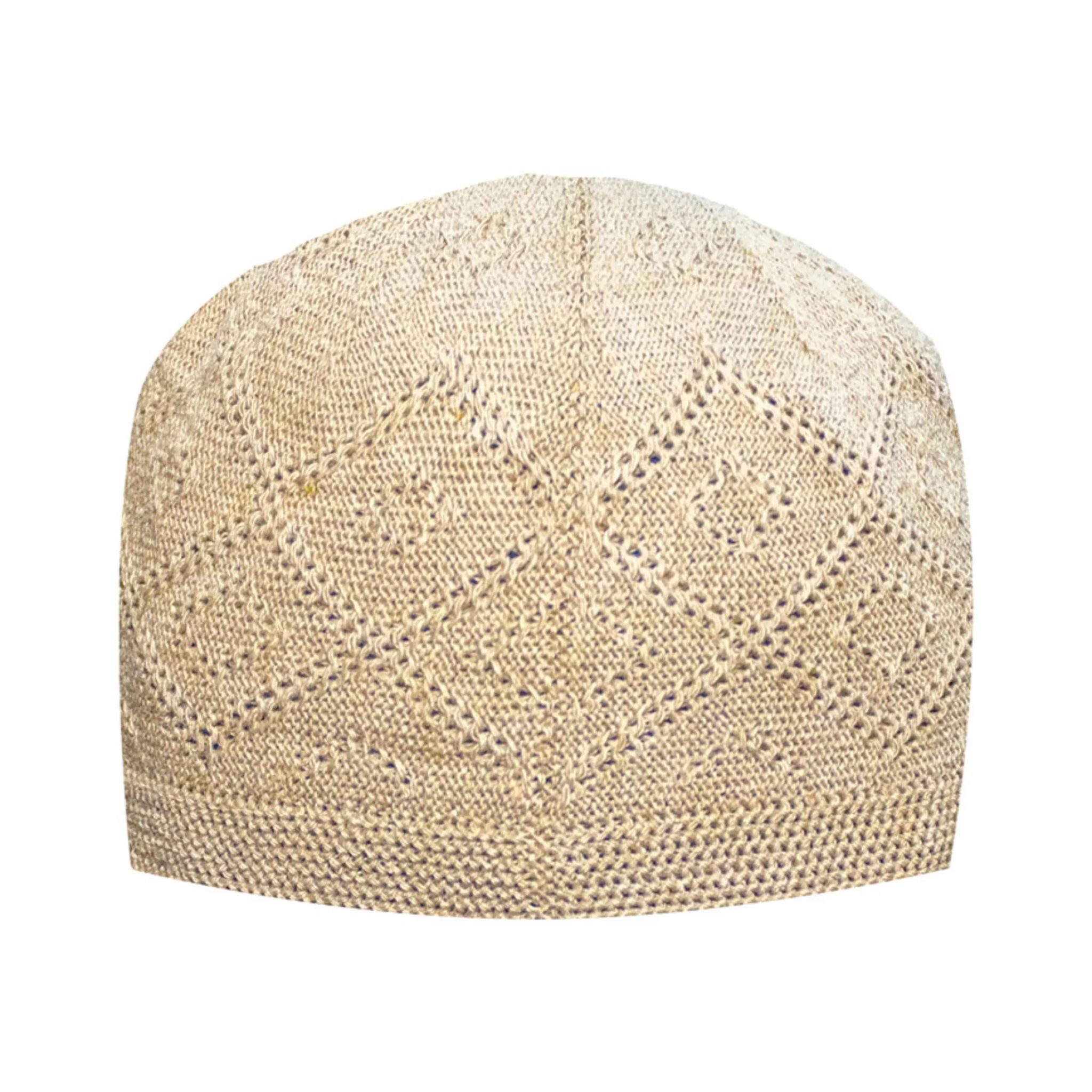 Cream Turkish Kufi Taqiyah - Traditional Muslim Headwear Hat - ShopiPersia