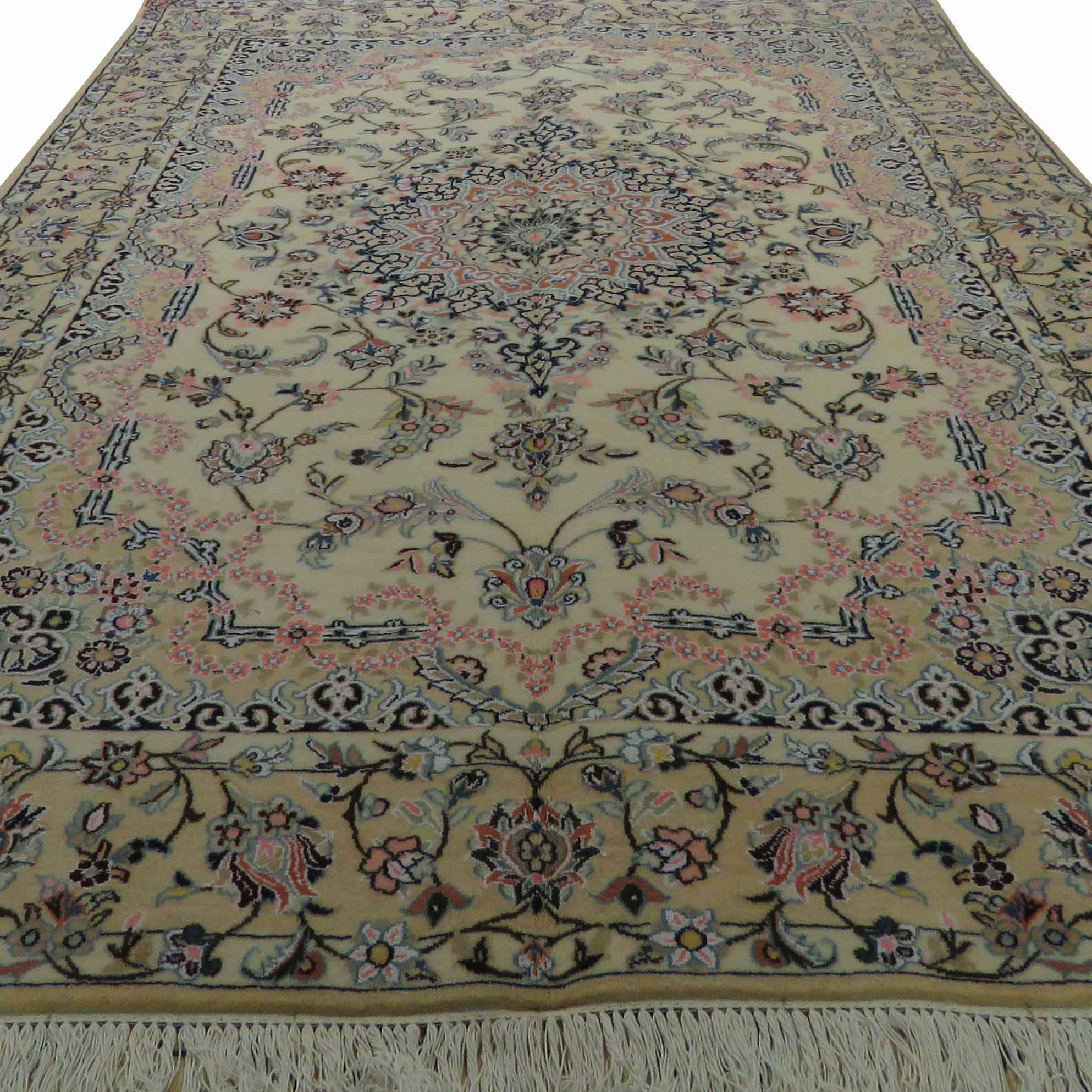 Genuine Persian Silk Carpet with Wool Hand-Knotted in Naeen Lachak ...