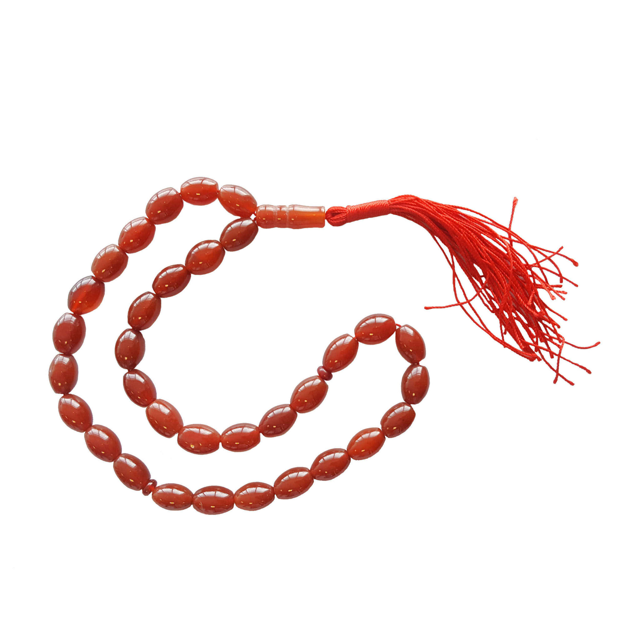 Islamic Red Agate Rosary 33-Bead Tasbih - ShopiPersia