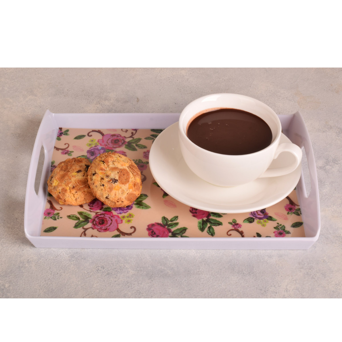 Melamine Serving Tray Lightweight & Durable Pink Flowers - ShopiPersia