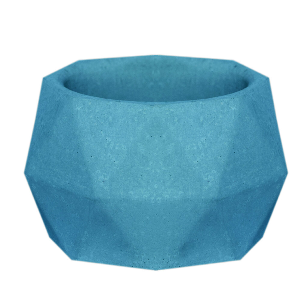 Minimalist Concrete Vase Handcrafted Polyhedral Blue - ShopiPersia