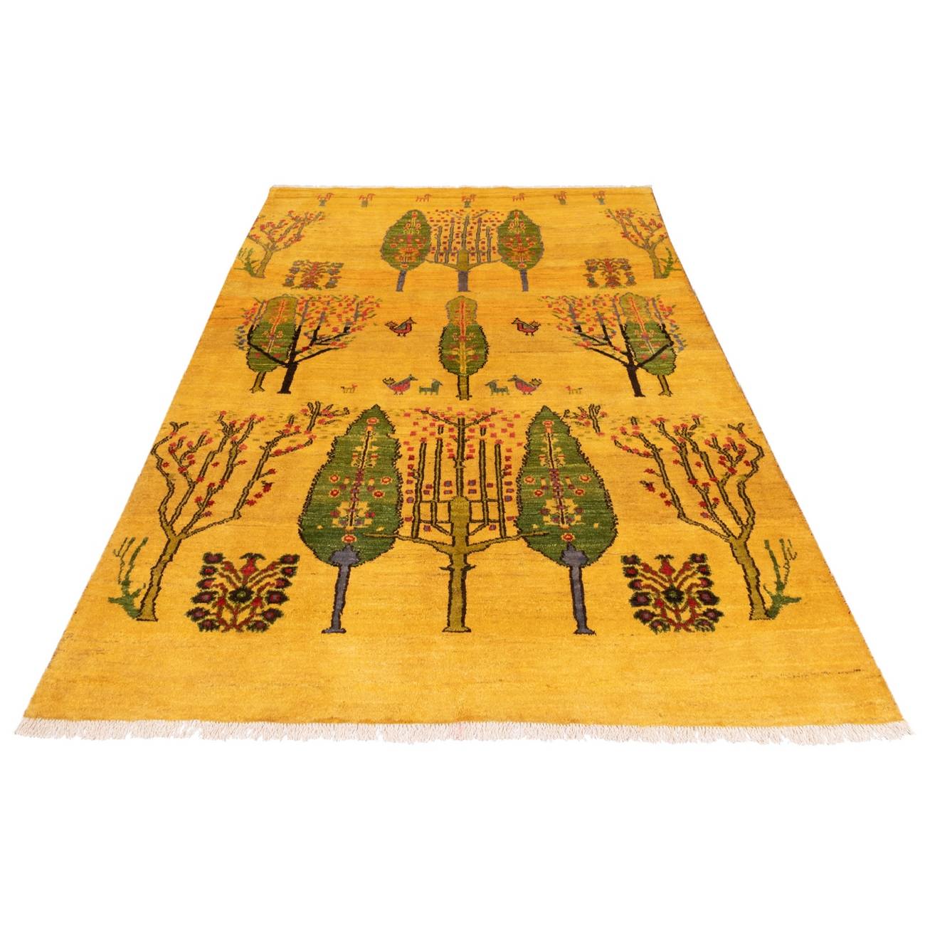 Persian Gabbeh Wool Rug Handwoven in Fars Yellow - ShopiPersia