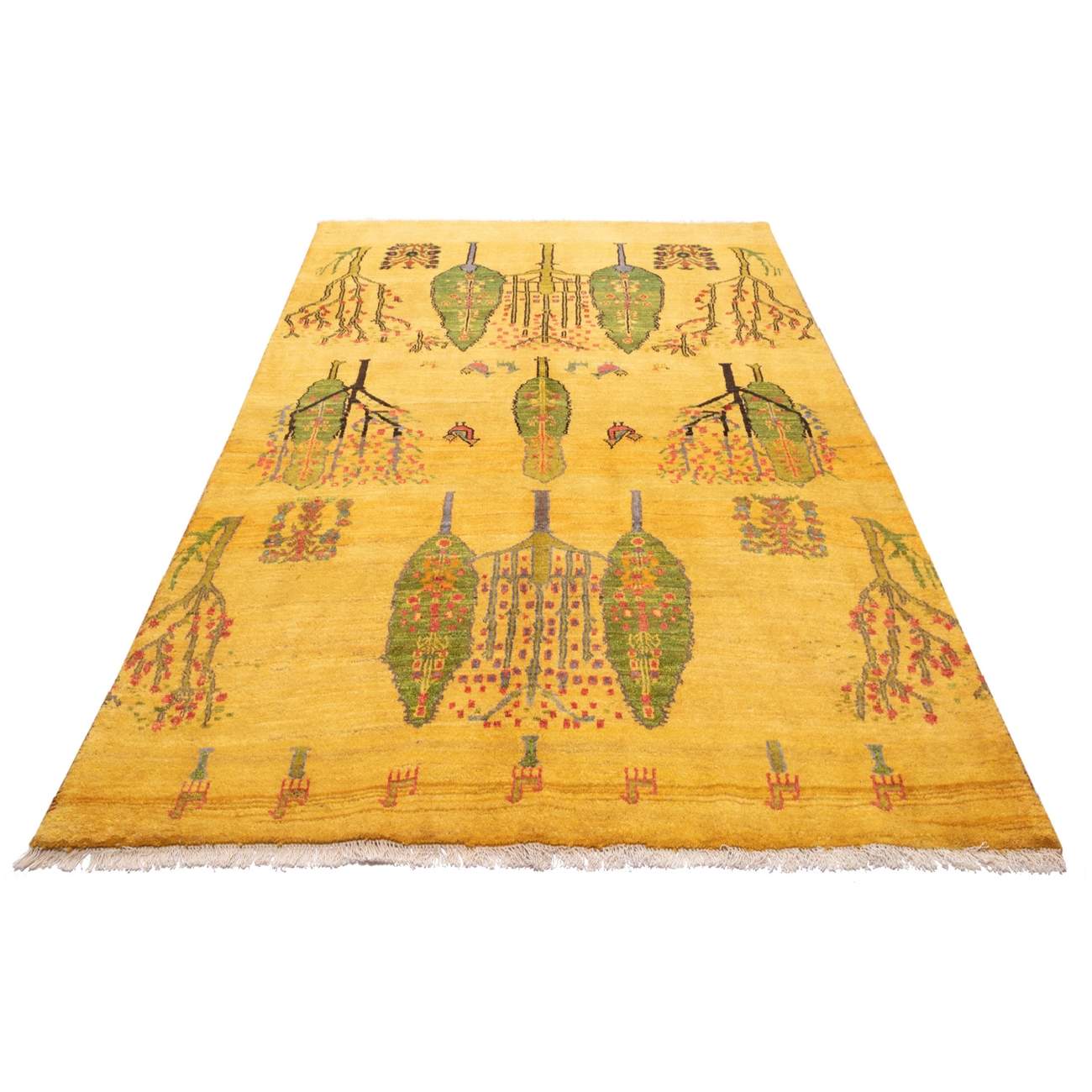 Persian Gabbeh Wool Rug Handwoven in Fars Yellow - ShopiPersia