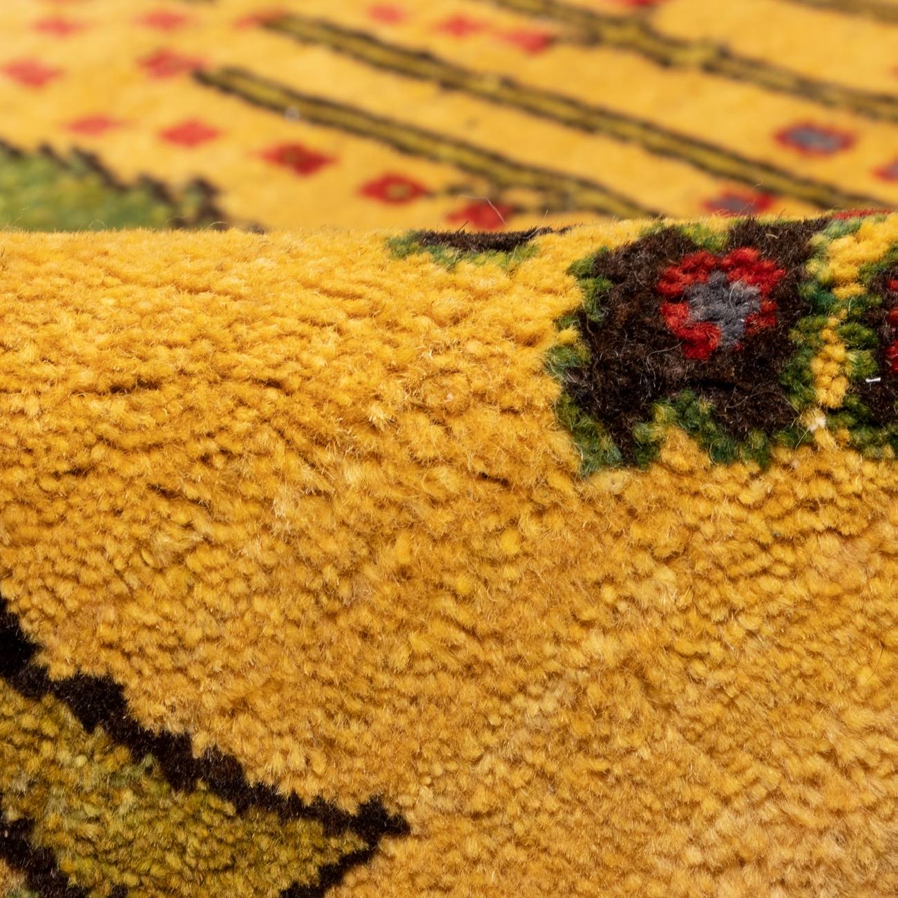 Persian Gabbeh Wool Rug Handwoven in Fars Yellow - ShopiPersia