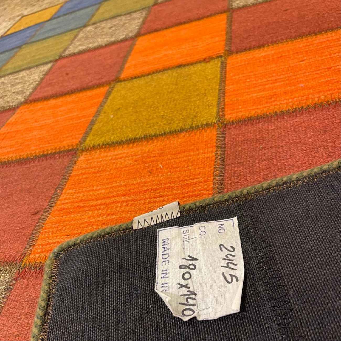 Persian Wool Kilim Rug Genuine Handwoven Checkered Red - ShopiPersia