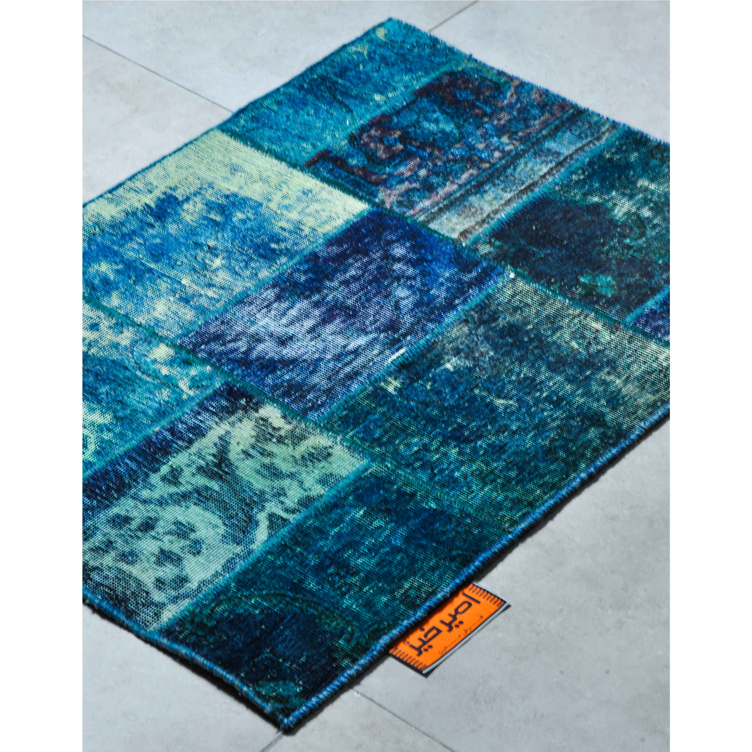 Persian Hand-Knotted Patchwork Carpet Blue - ShopiPersia