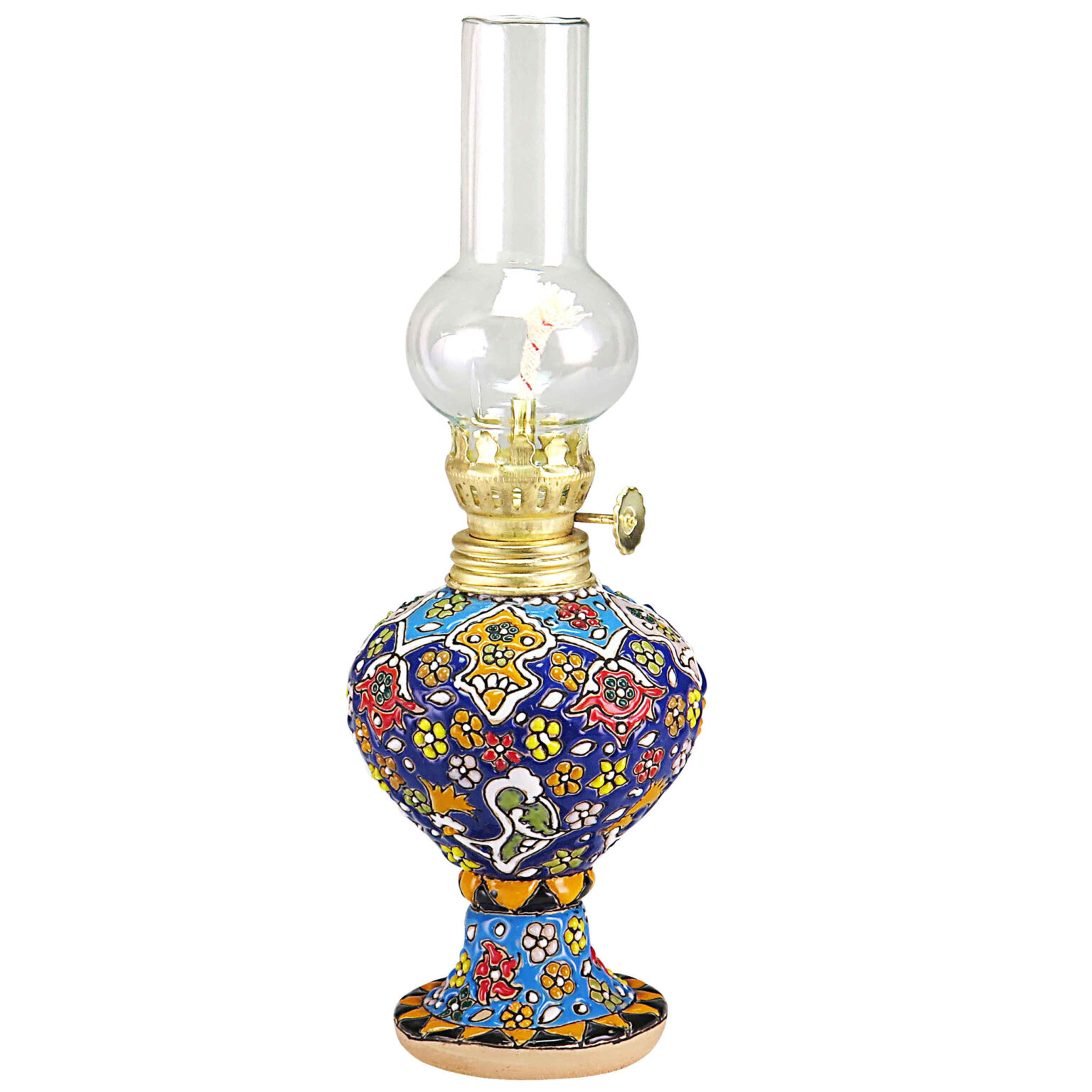 Persian Pottery Kerosene Lamp Model Minakari - ShopiPersia