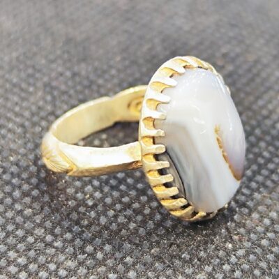 Persian Dendritic Agate Shajar Silver Ring for Men Nima - ShopiPersia