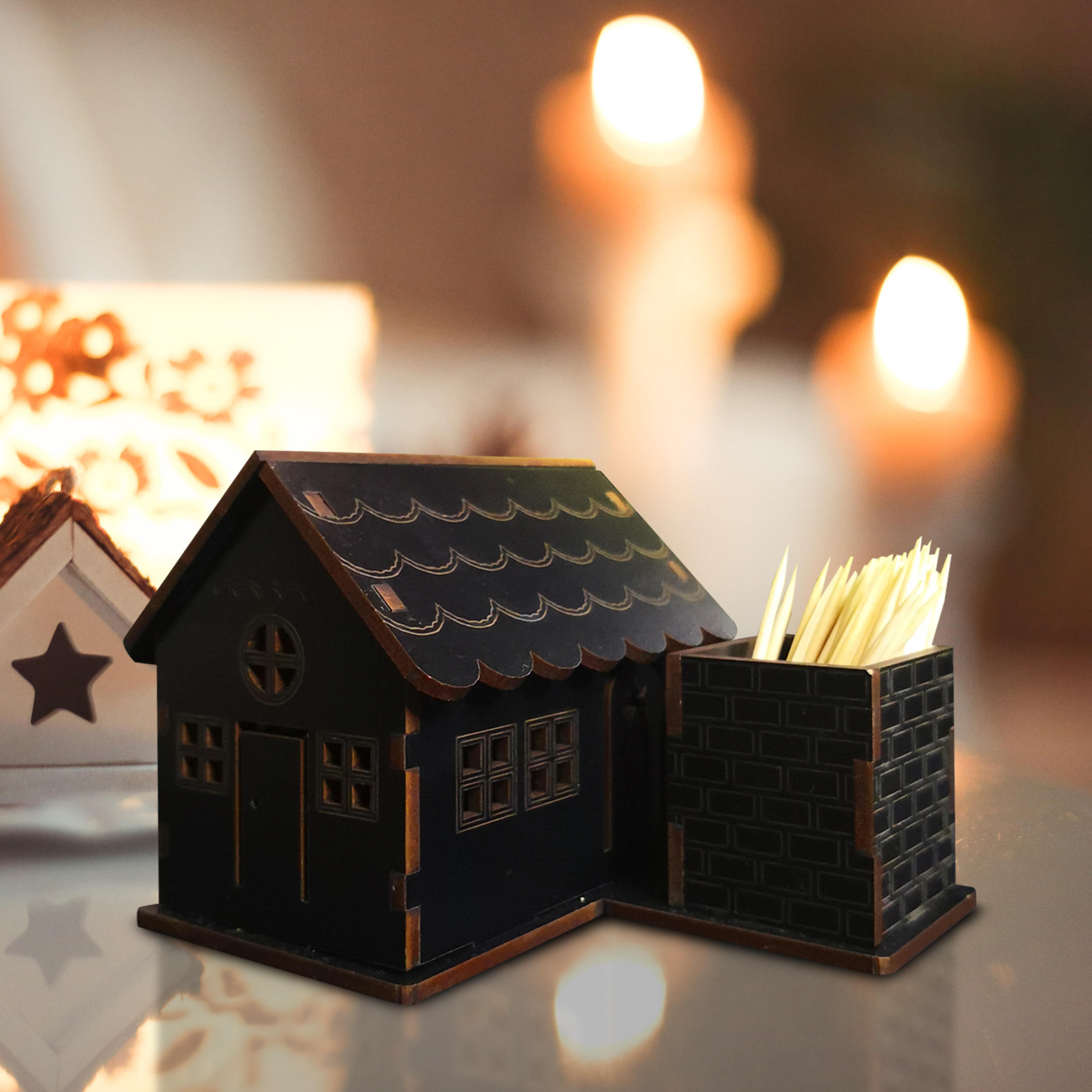 Wooden Toothpick Holder with Cottage Design for Your Table - ShopiPersia